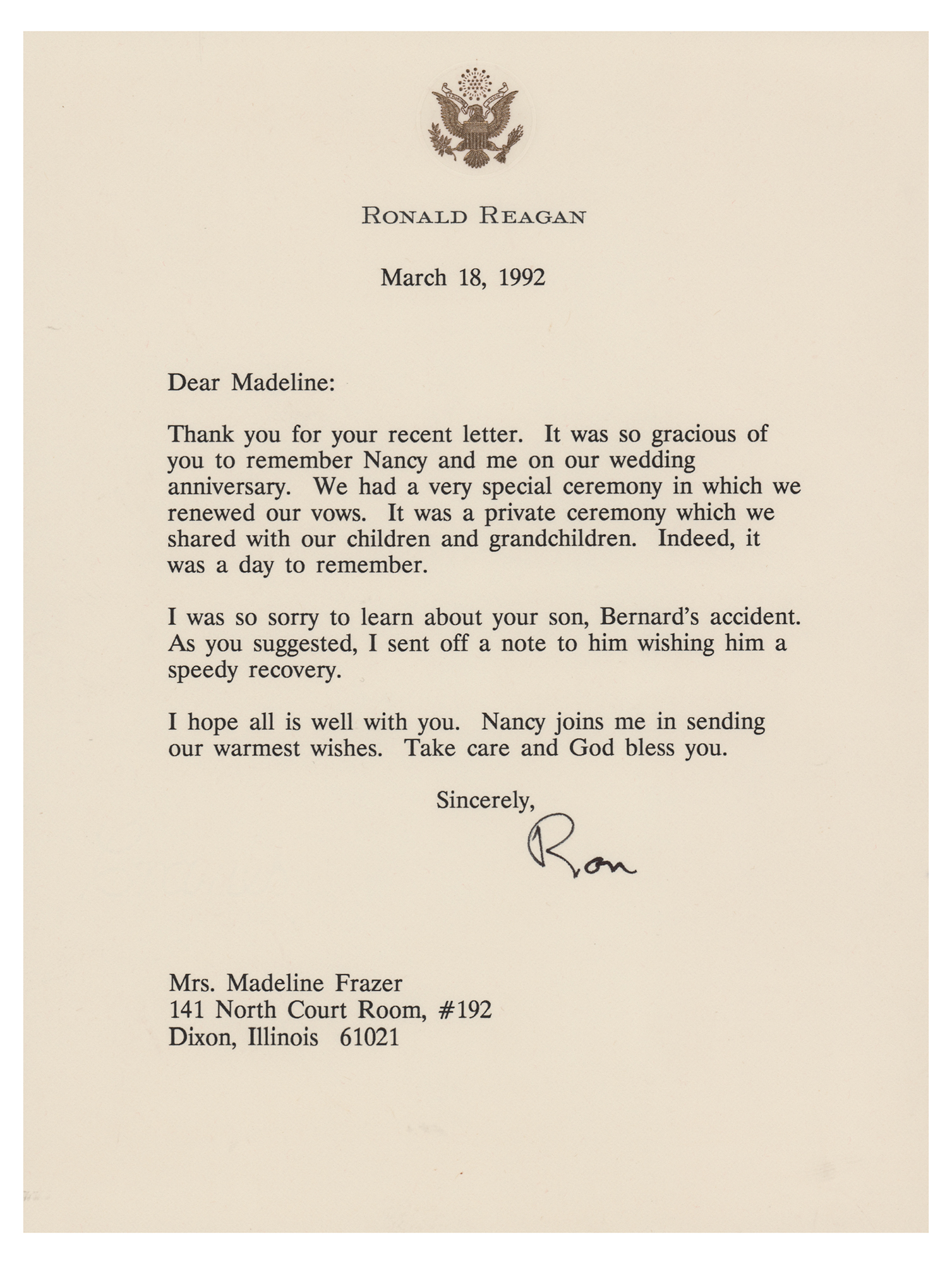Ronald Reagan Typed Letter Signed | RR Auction