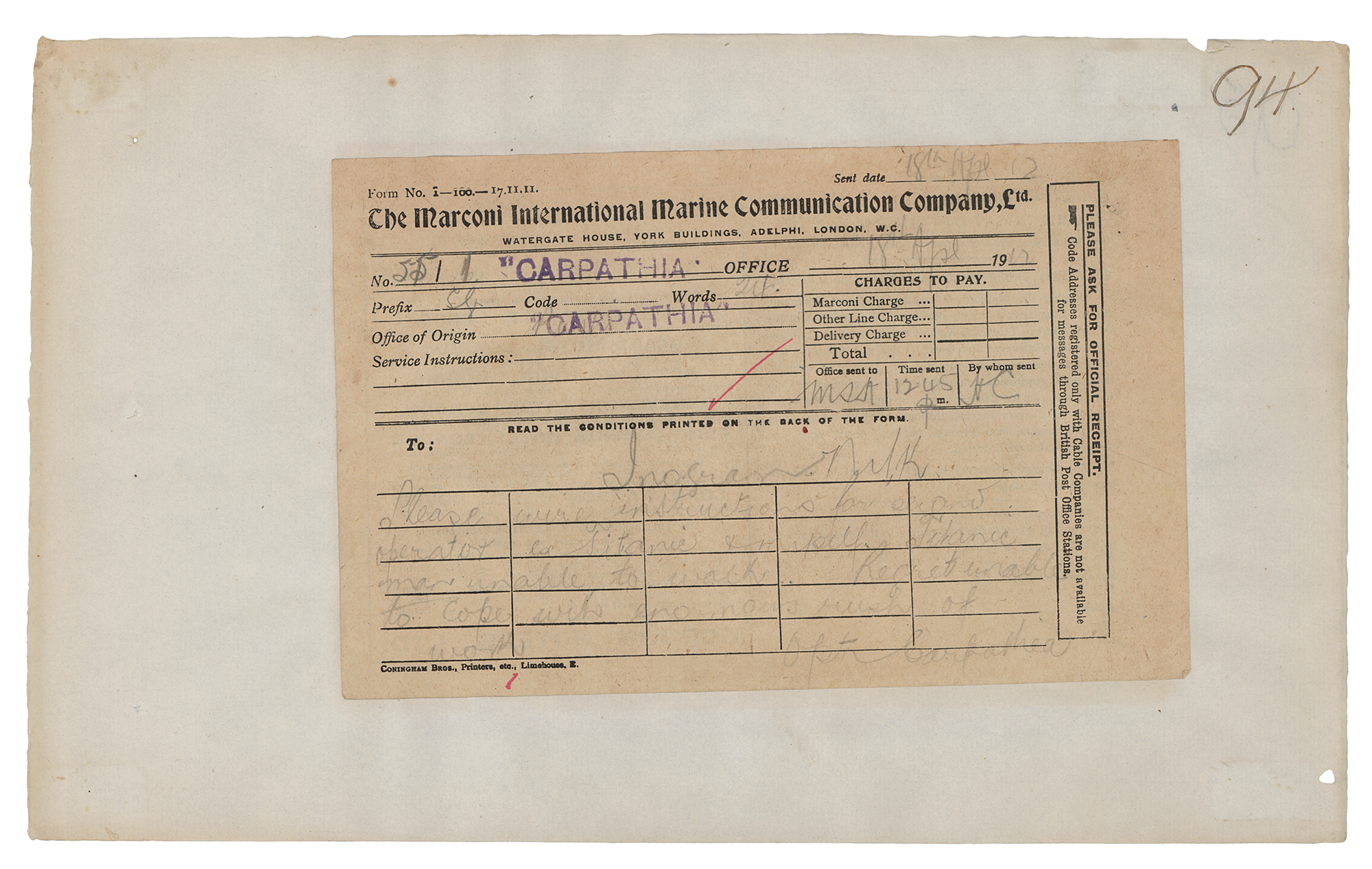 Titanic: Harold Cottam and Algernon Barkworth (2) Marconigrams | RR