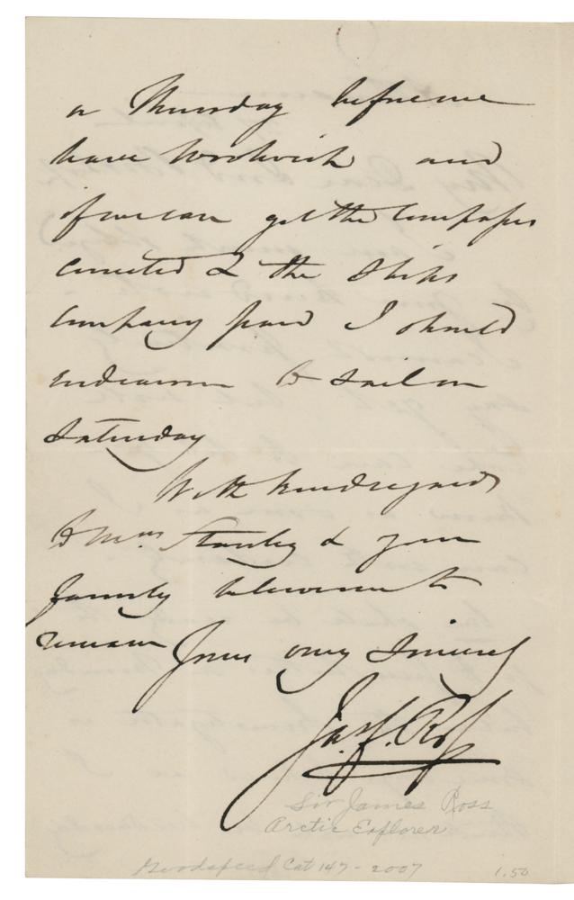 James Clark Ross Autograph Letter Signed | RR Auction