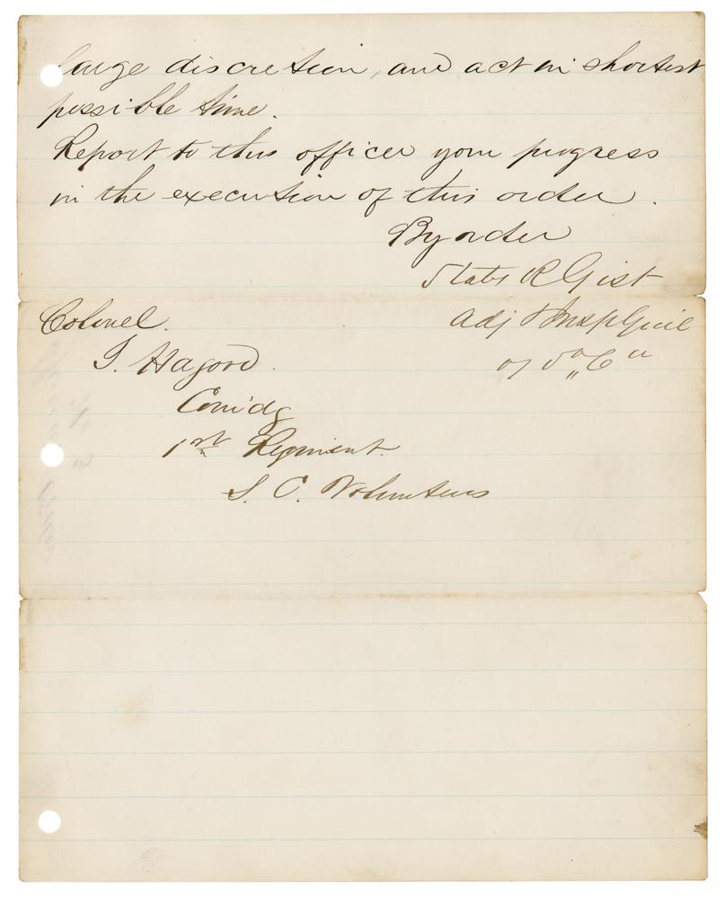 States Rights Gist Letter Signed | RR Auction
