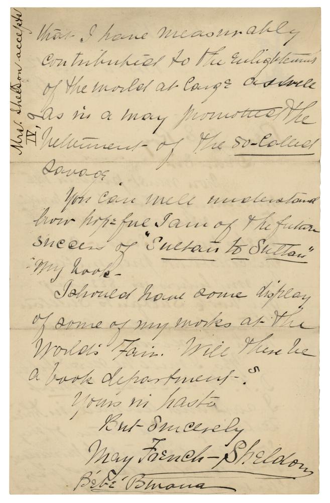 May French Sheldon Autograph Letter Signed | RR Auction