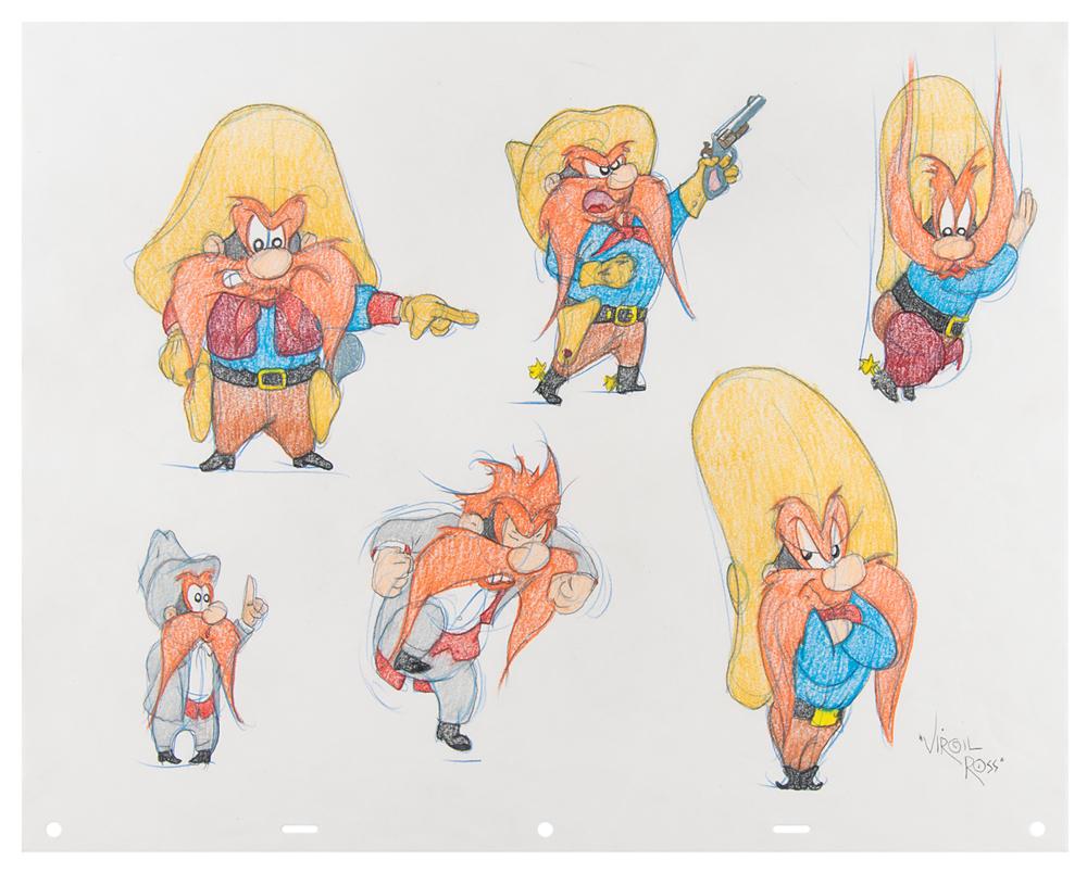 Yosemite Sam original model sheet drawing by Virgil Ross | RR Auction