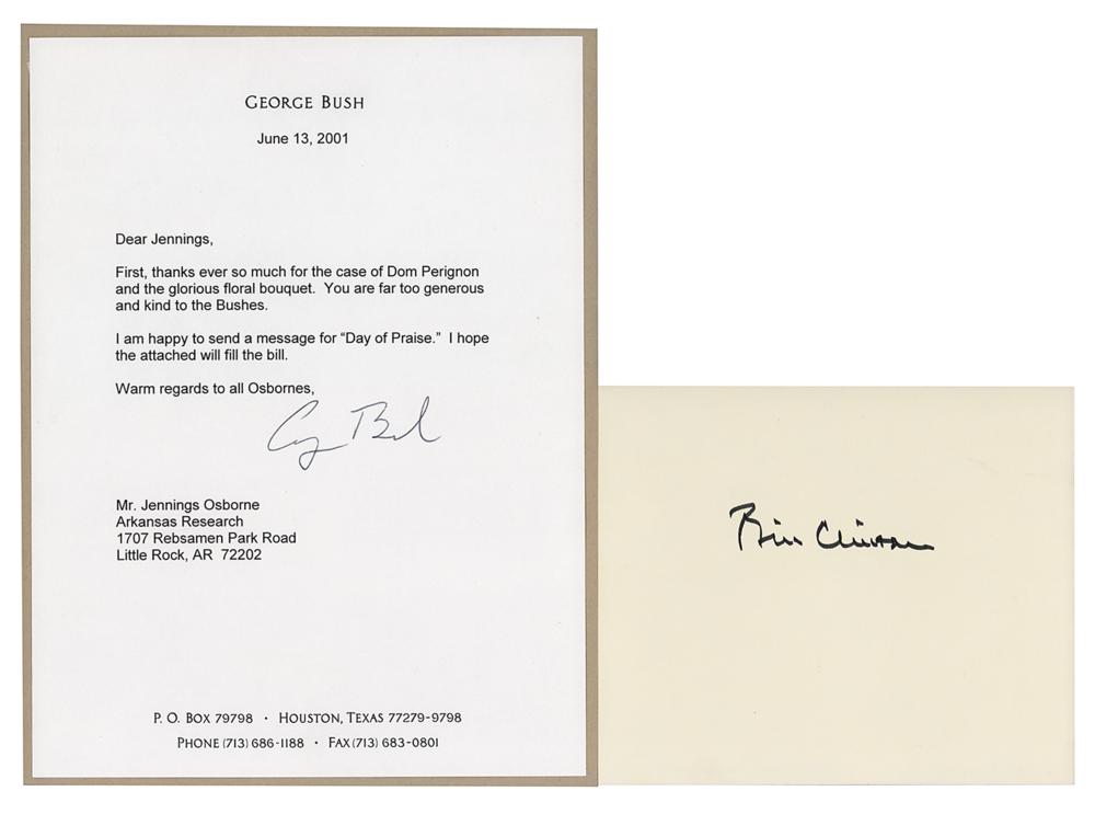George Bush and Bill Clinton (2) Signed Items | RR Auction