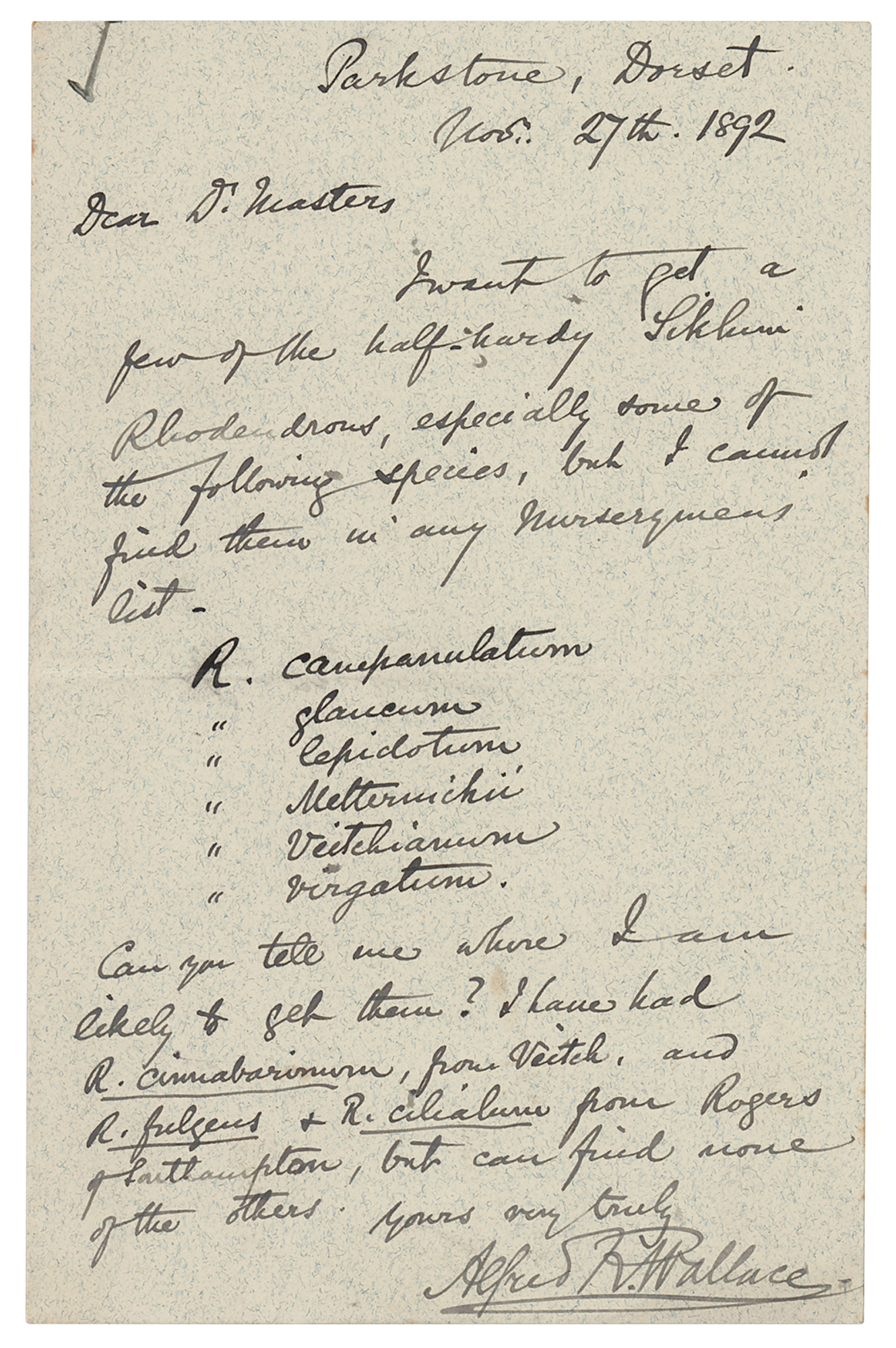 Alfred Wallace Autograph Letter Signed | RR Auction