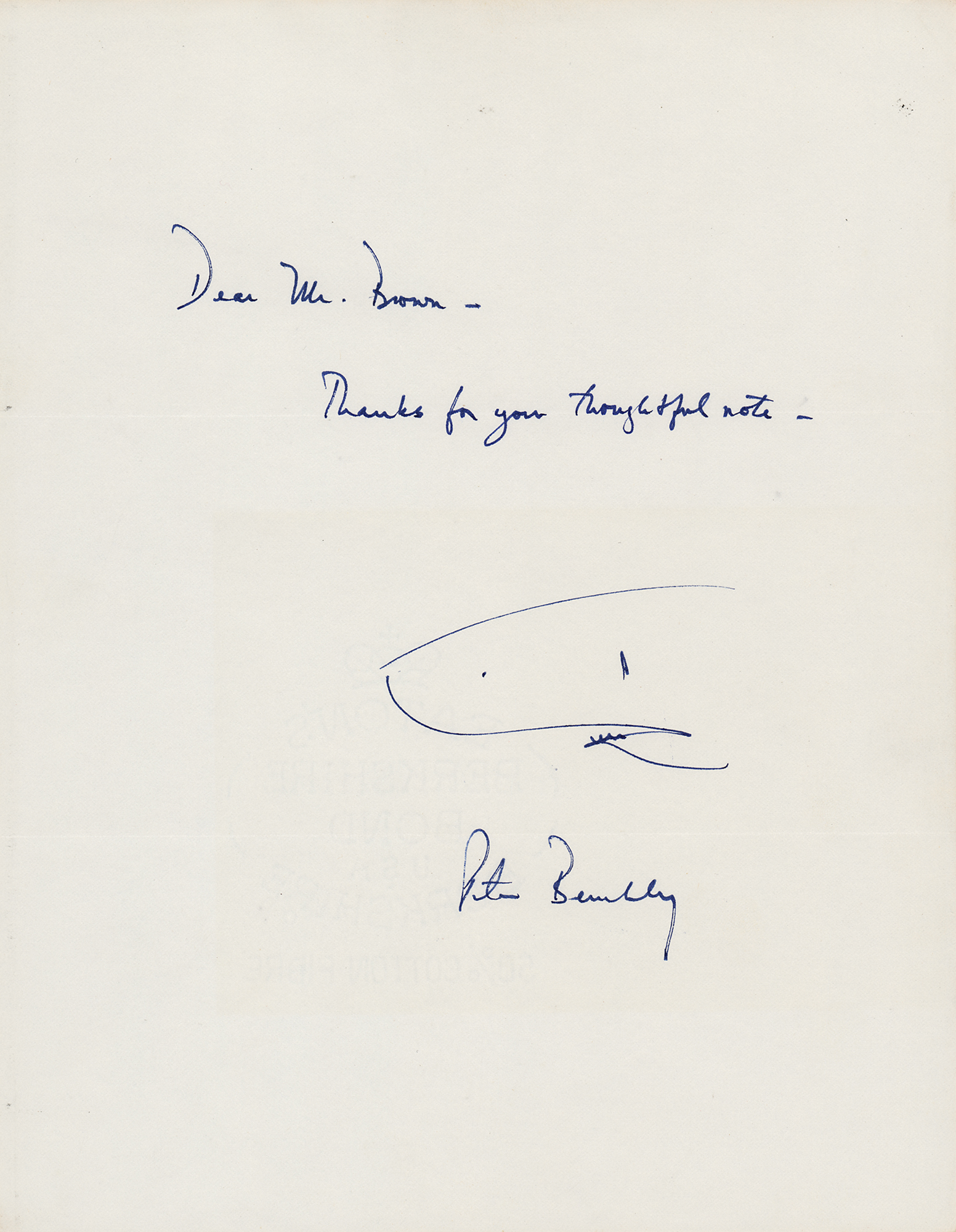 Peter Benchley Signed Sketch | RR Auction