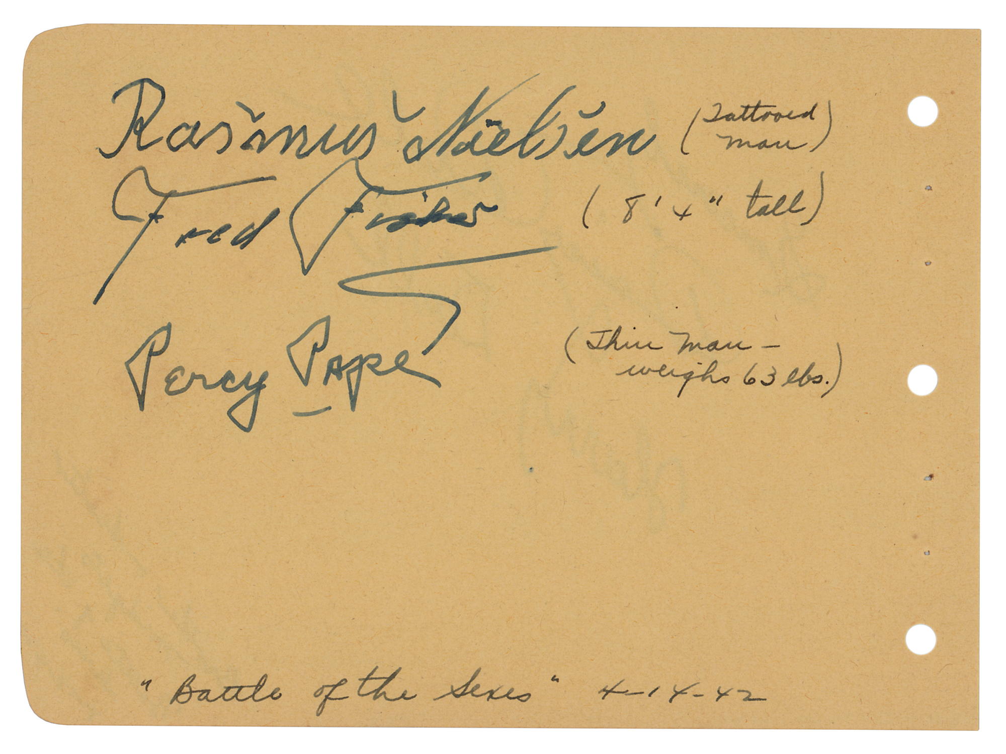Sideshow Performers: Harry Earles and Daisy Earles Signatures | RR