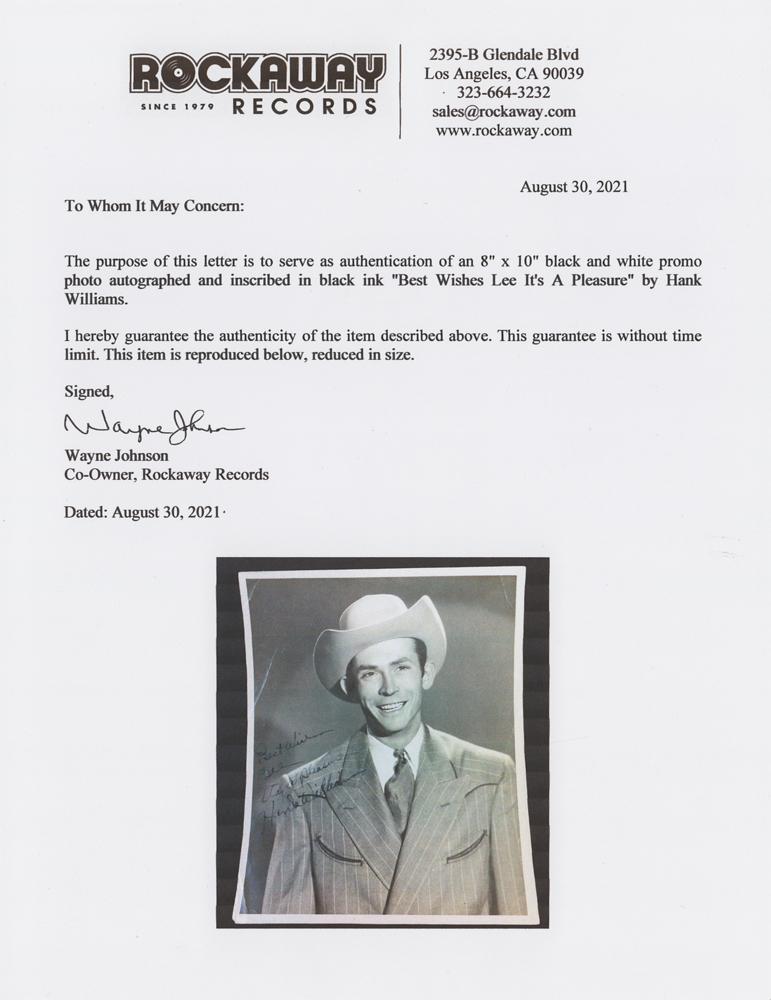 Hank Williams Signed Photograph | RR Auction