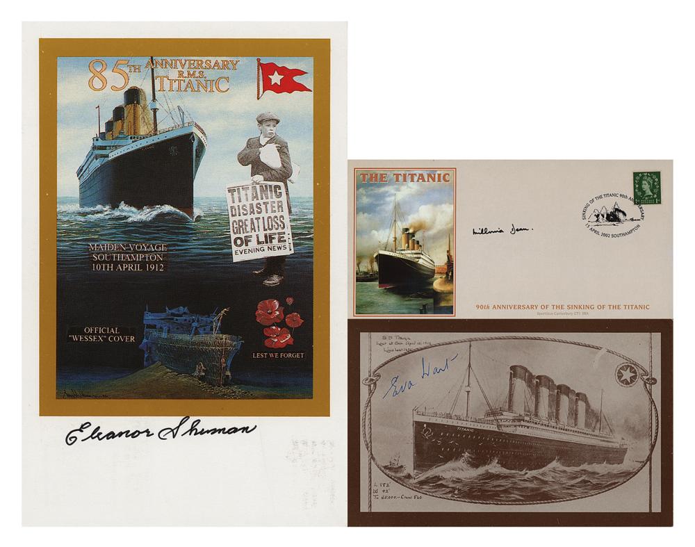 Titanic: Millvina Dean, Eva Hart, and Eleanor Shuman (3) Signed Items