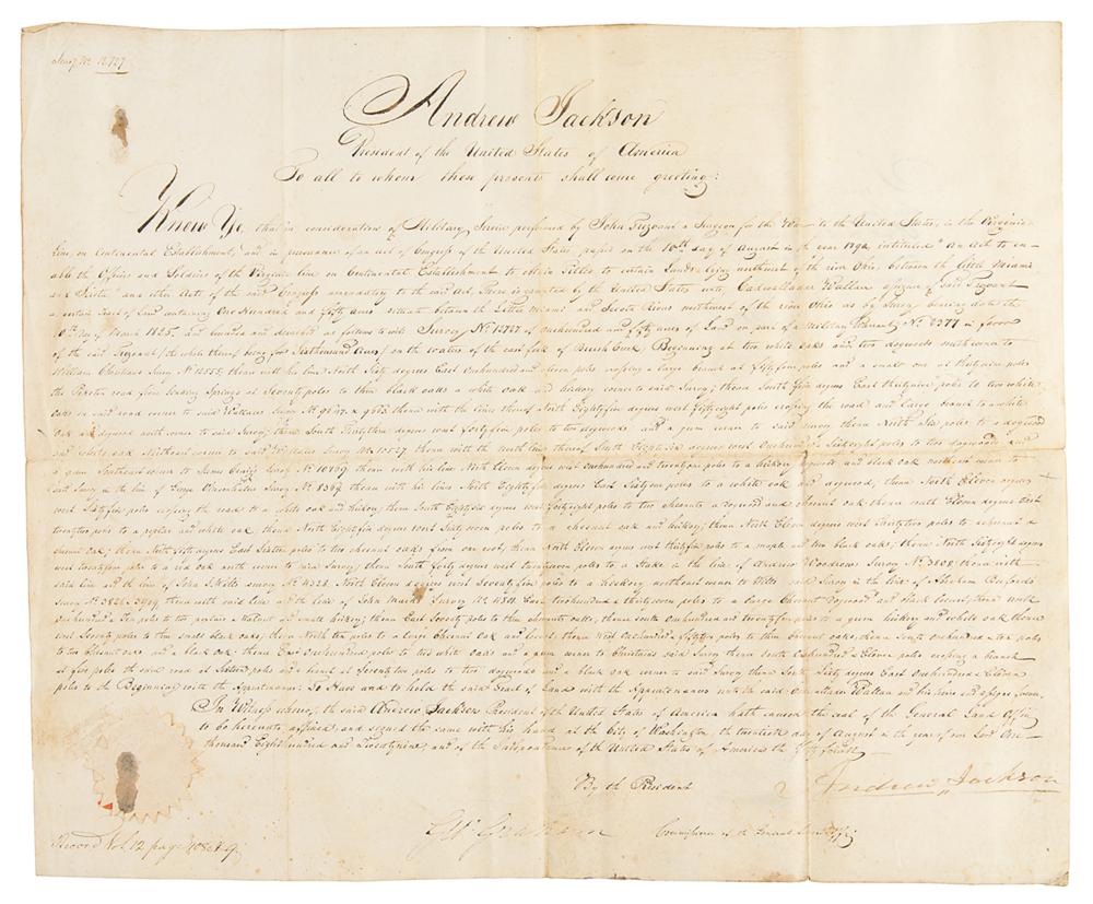 Andrew Jackson Document Signed as President | RR Auction
