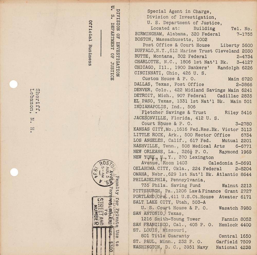 Baby Face Nelson: Helen Gillis Wanted Poster | RR Auction