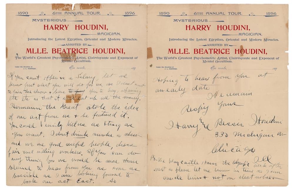 Harry Houdini Autograph Letter Signed | RR Auction