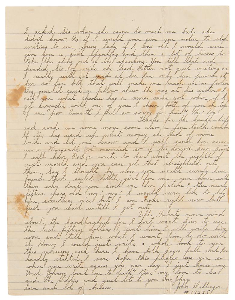 John Dillinger Autograph Letter Signed | RR Auction