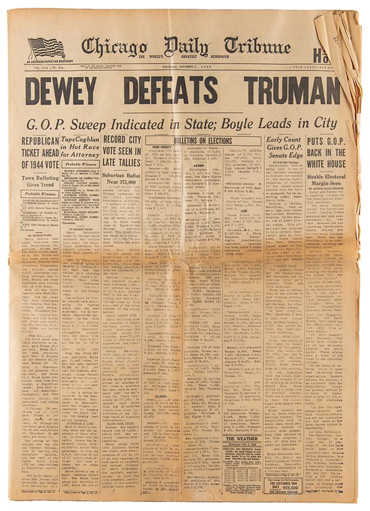 Harry S. Truman: 'Dewey Defeats Truman' Chicago Tribune