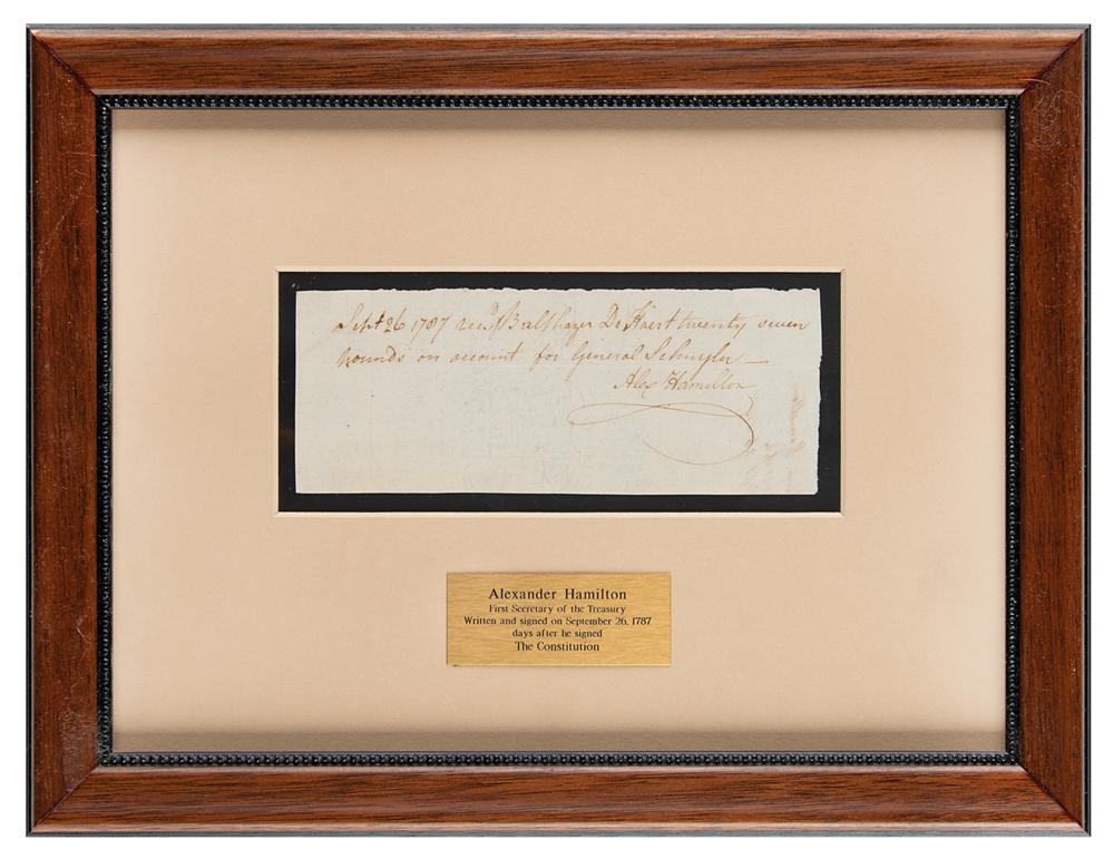 Alexander Hamilton Autograph Document Signed (One Week After Signing