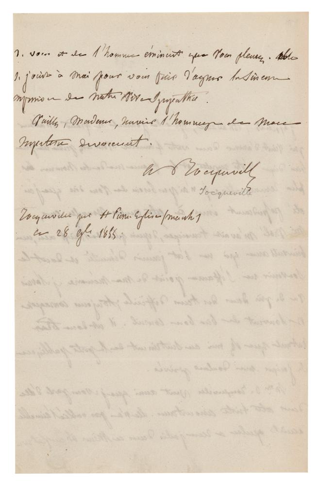Alexis de Tocqueville Autograph Letter Signed | RR Auction