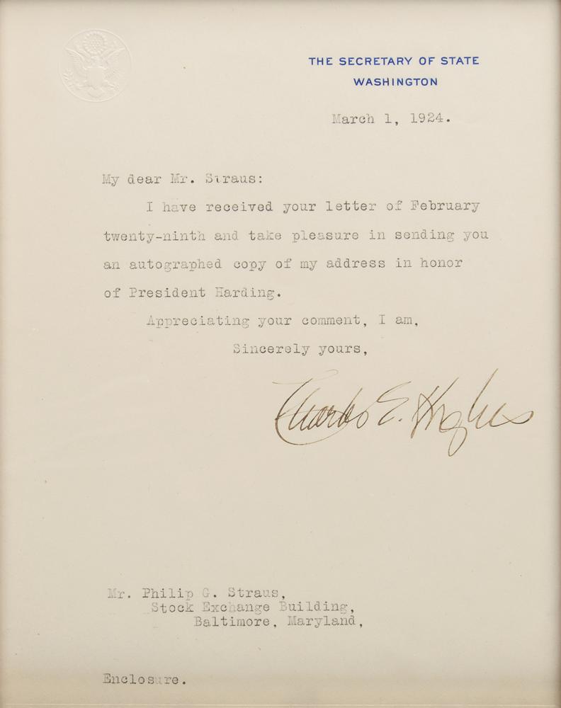 Warren G. Harding (2) Presidential Paychecks on Harding/Hughes