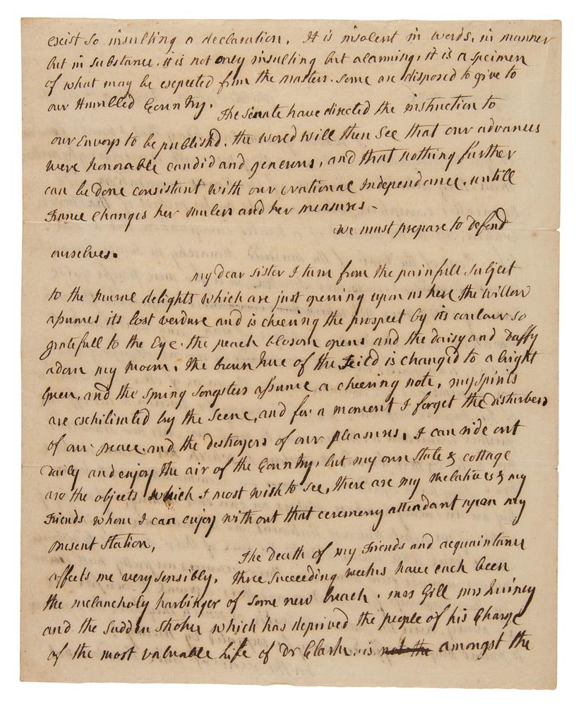 Abigail Adams Autograph Letter Signed as First Lady on French