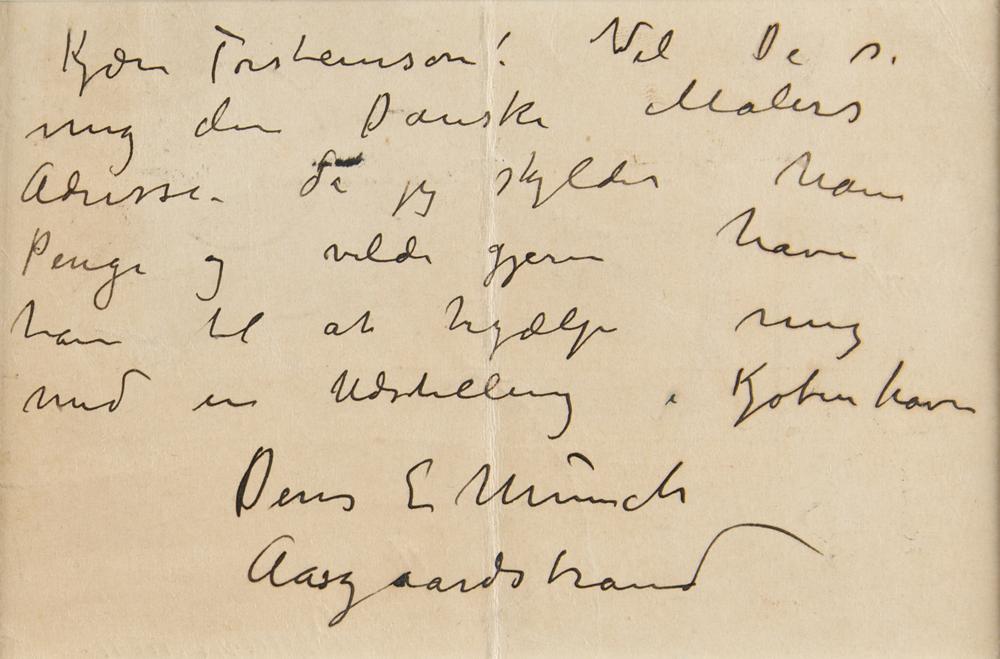 Edvard Munch Autograph Letter Signed on Art Exhibition | RR Auction