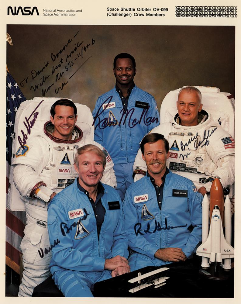 Space Shuttle (4) Crew-Signed Photographs: STS-8, STS-41-B, STS-41-C,