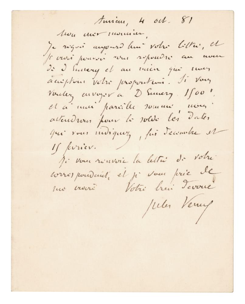 Jules Verne Autograph Letter Signed | RR Auction