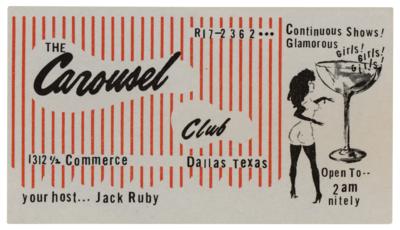 Jack Ruby: Carousel Club Business Card and Stationery Sheet | RR