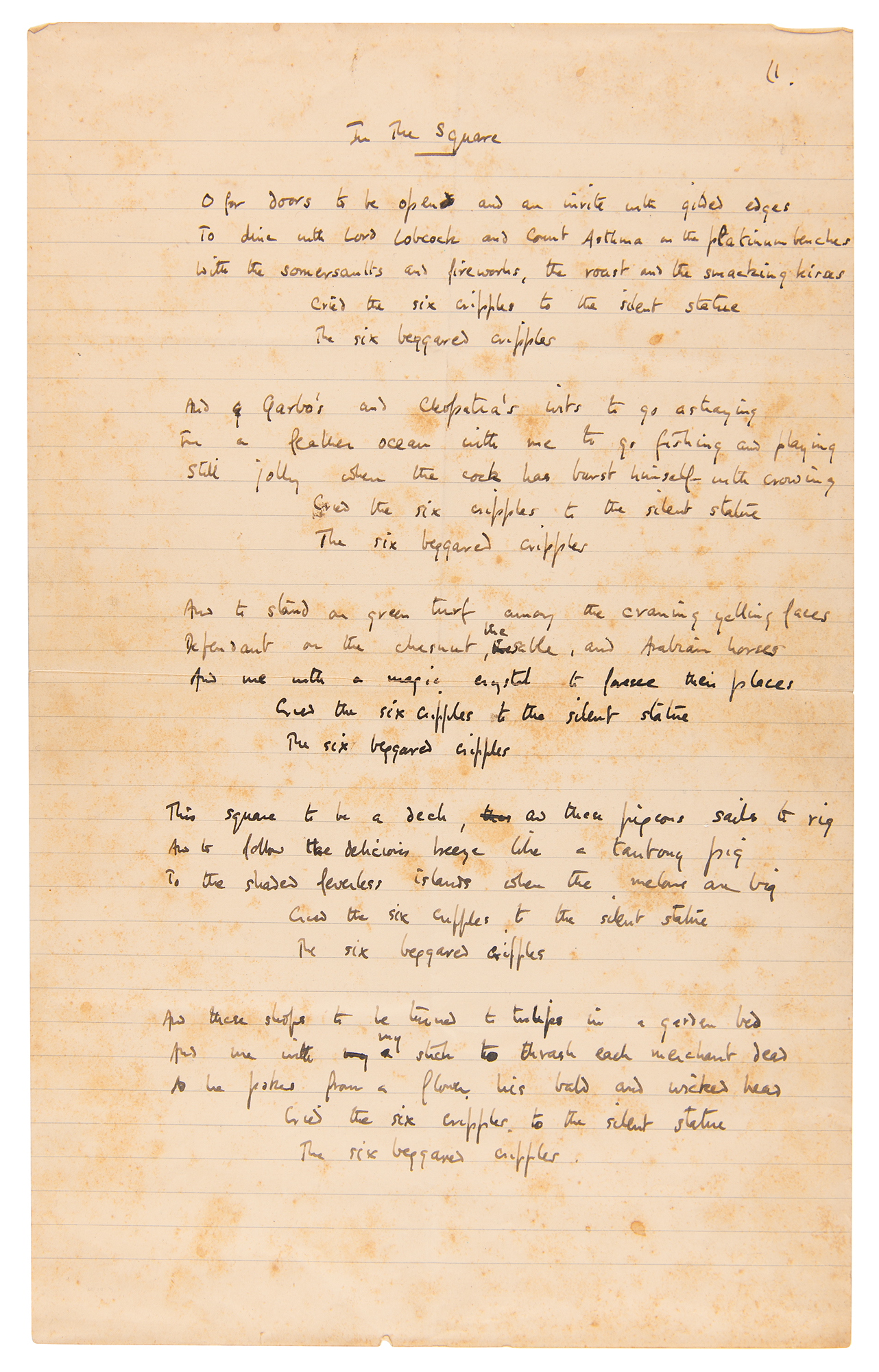 W. H. Auden Autograph Poem Signed - 'In the Square' | RR