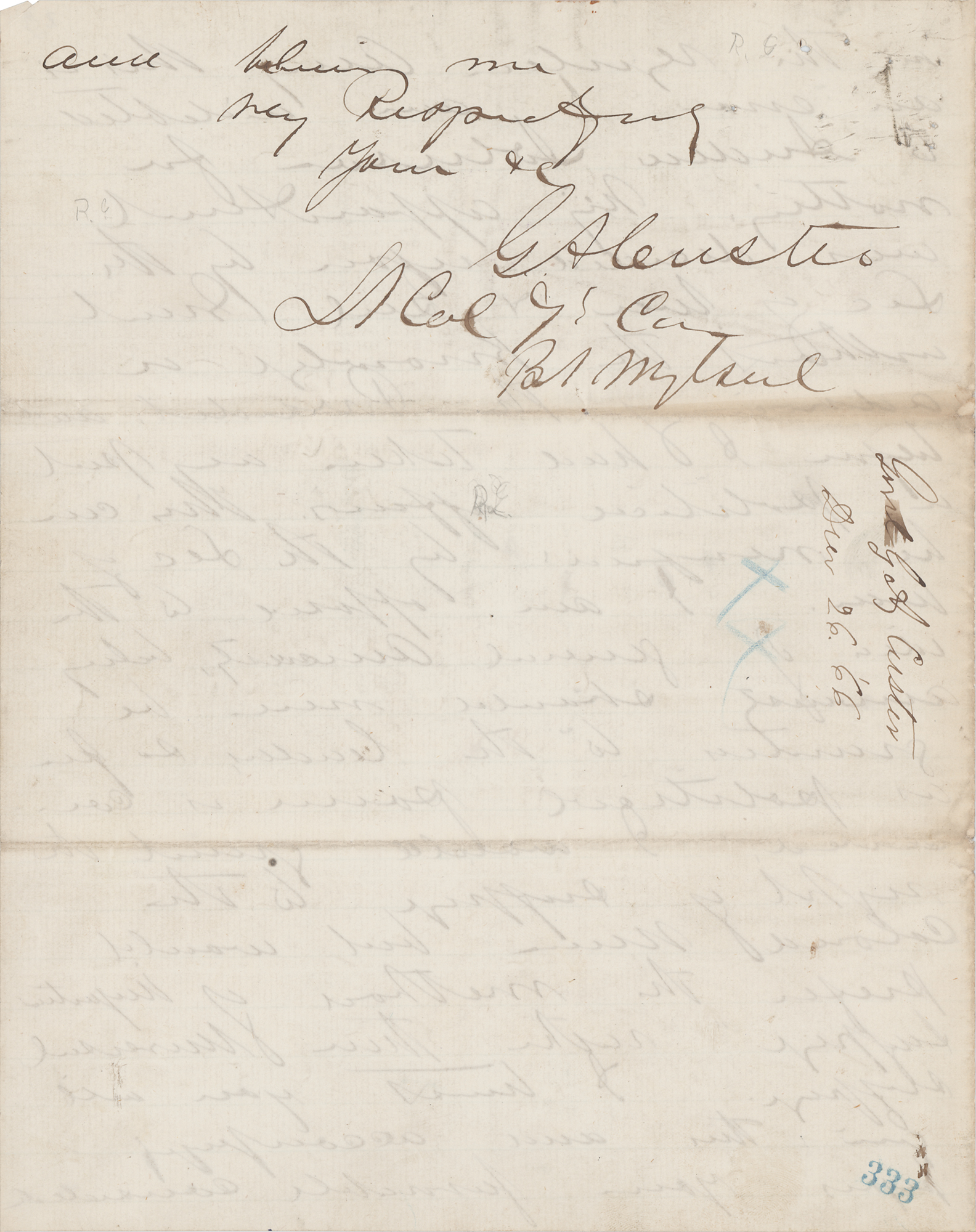 George A. Custer Autograph Letter Signed on Andrew Johnson and