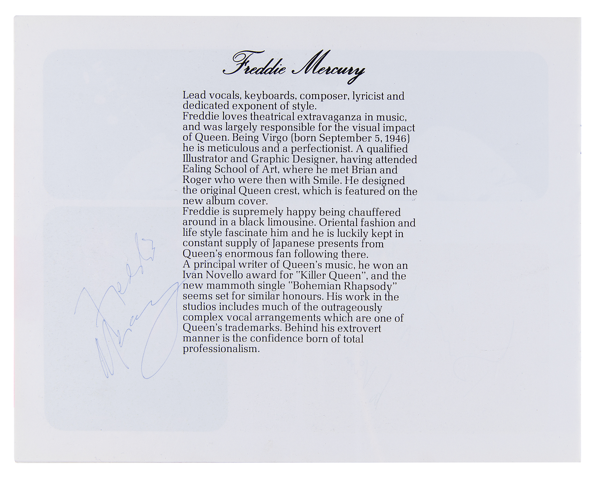 Queen Signed Program: 'A Night at the Opera' | RR Auction