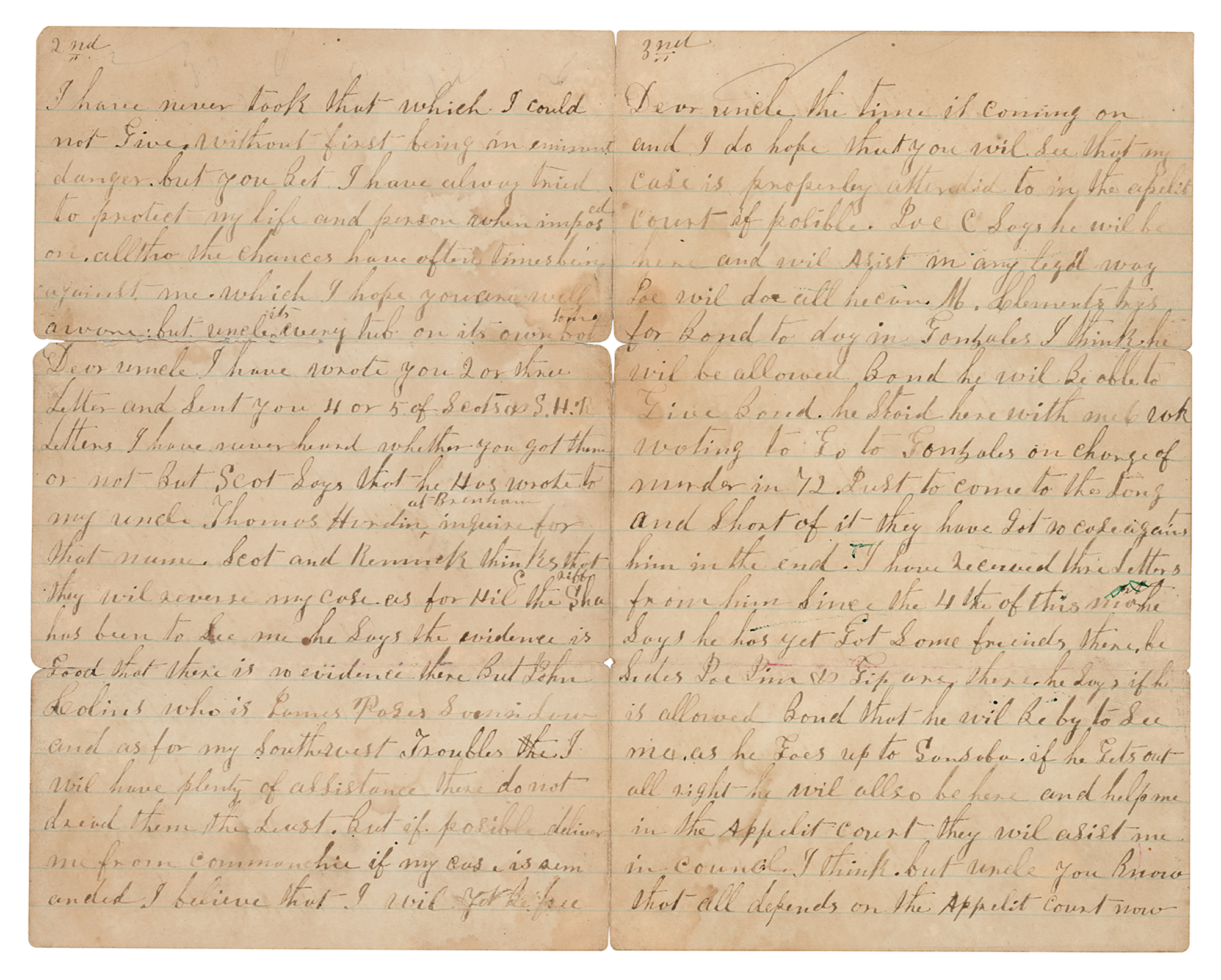 John Wesley Hardin Autograph Letter Signed from Jail: "It is true