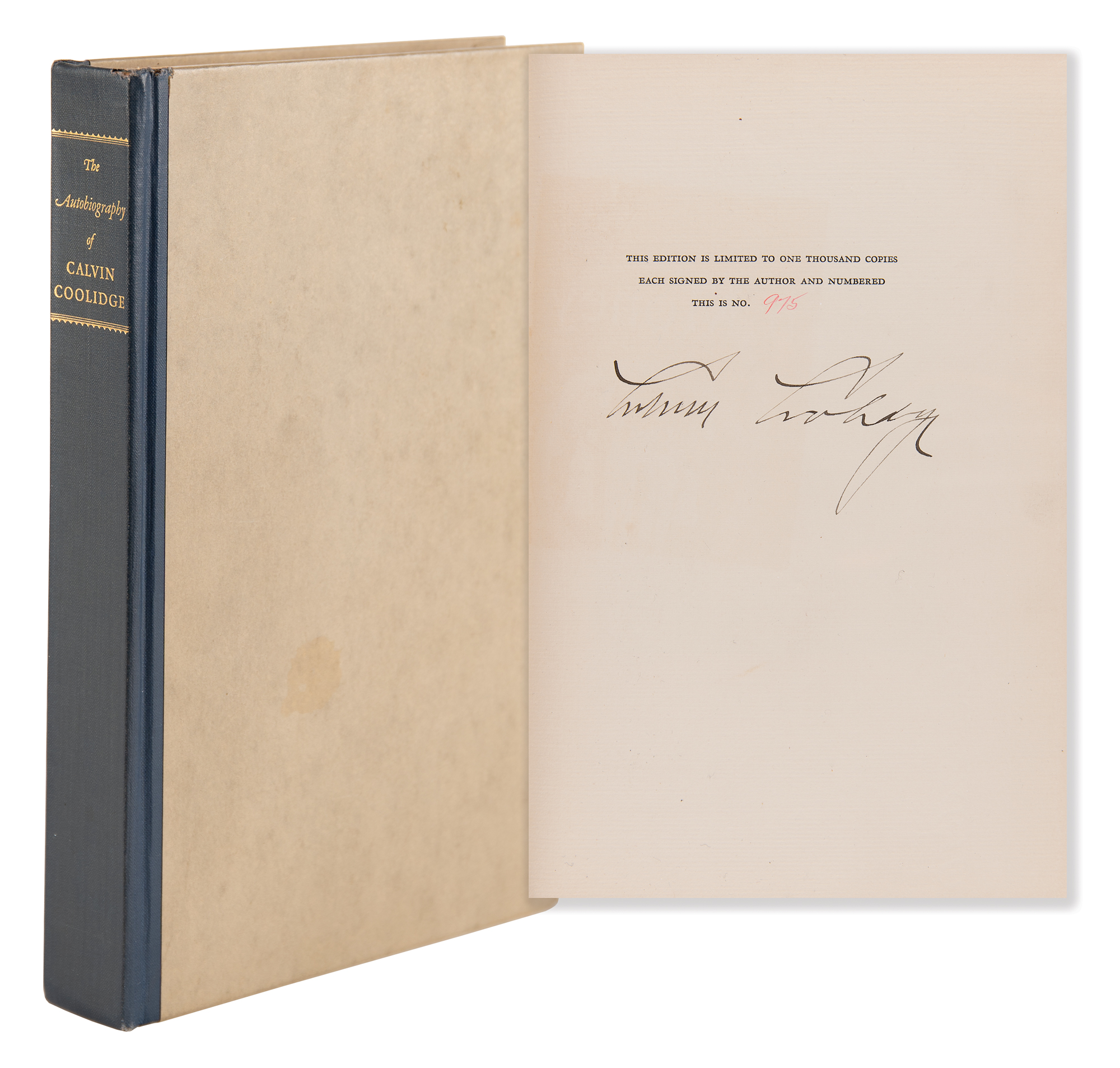 Calvin Coolidge Signed Book - Autobiography | RR Auction