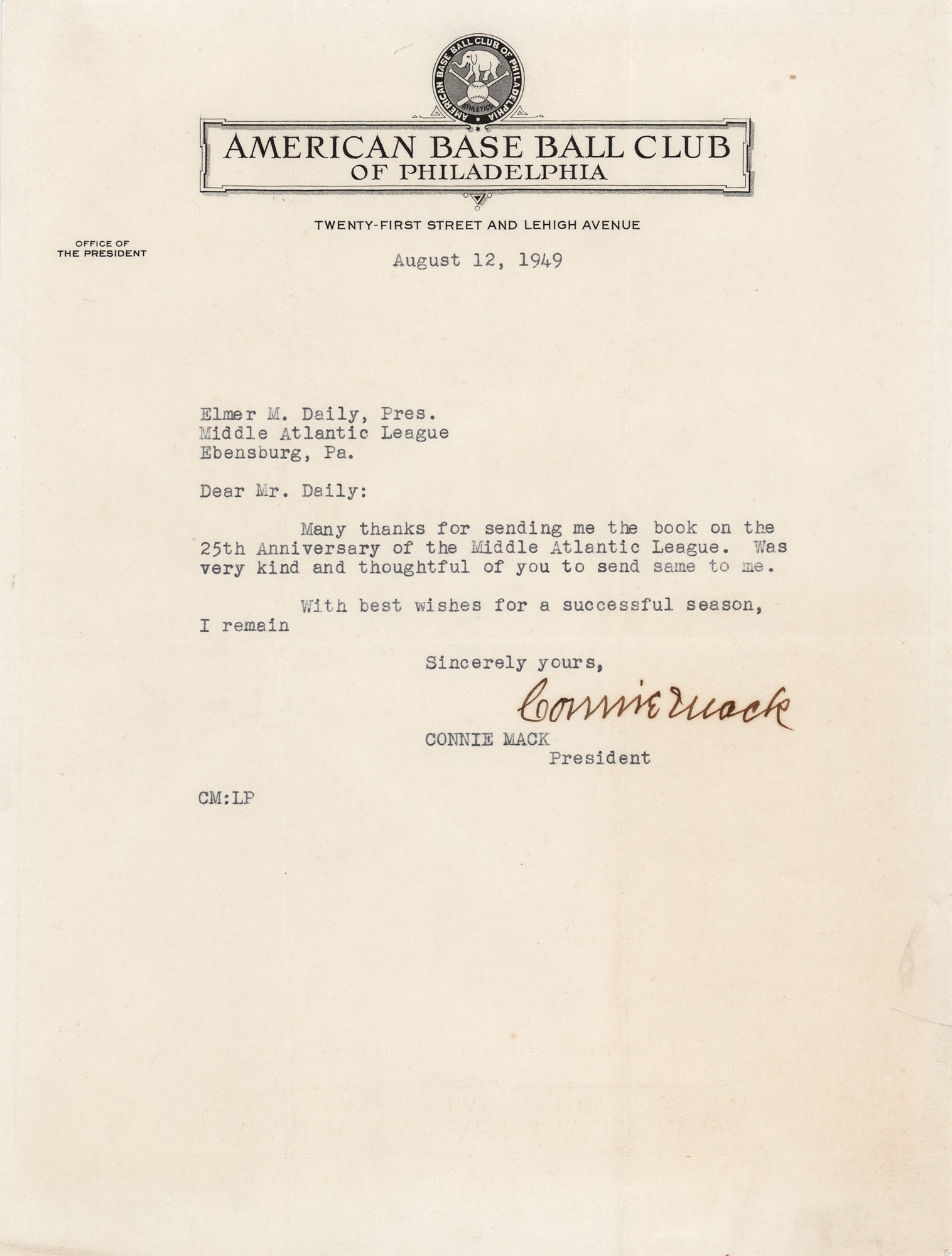 Connie Mack Typed Letter Signed | RR Auction