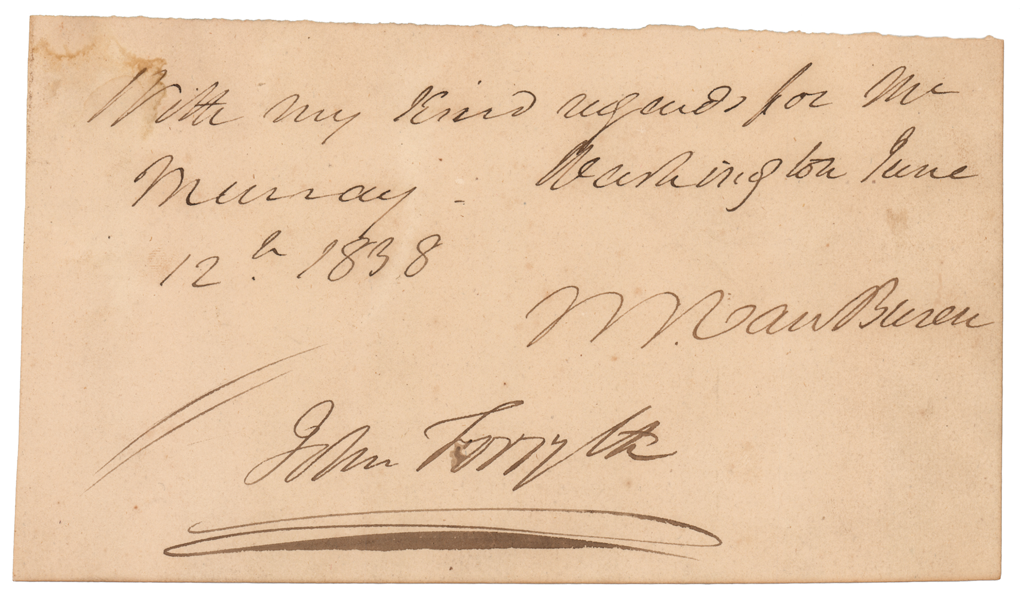 Martin Van Buren Signature as President | RR Auction