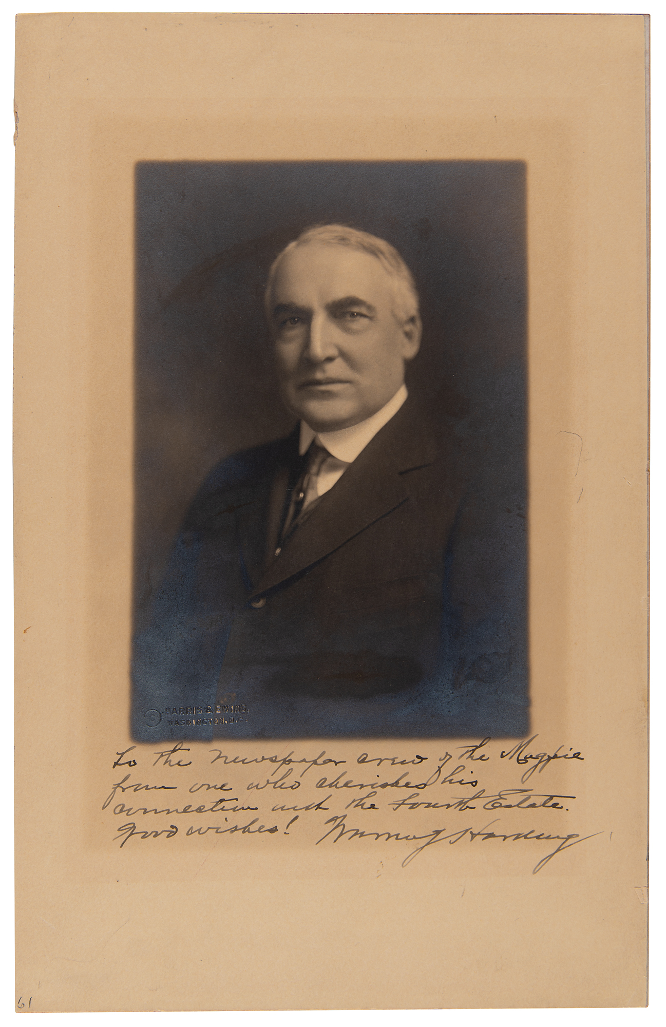 Warren G. Harding Signed Photograph by the Harris & Ewing Studio