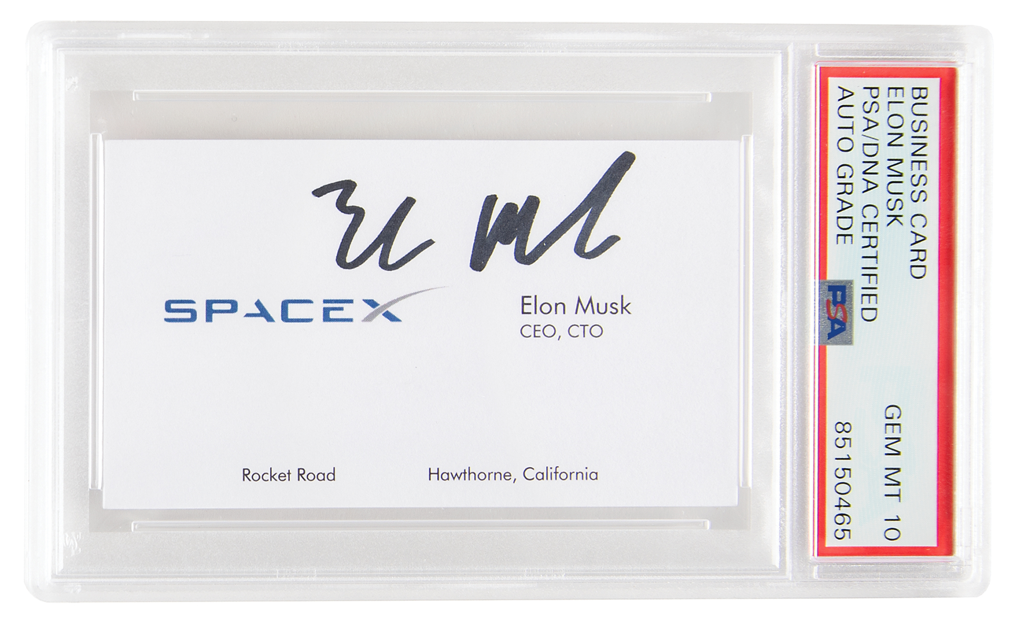 Elon Musk Rare Signed SpaceX Business Card - PSA GEM MT 10 | RR