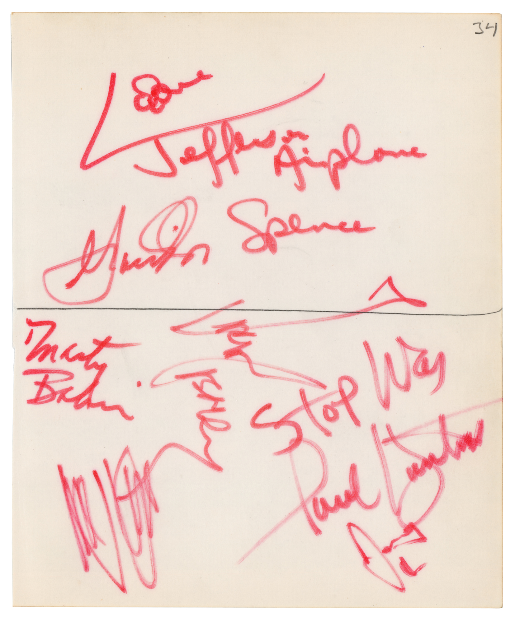 Jefferson Airplane Signatures | RR Auction