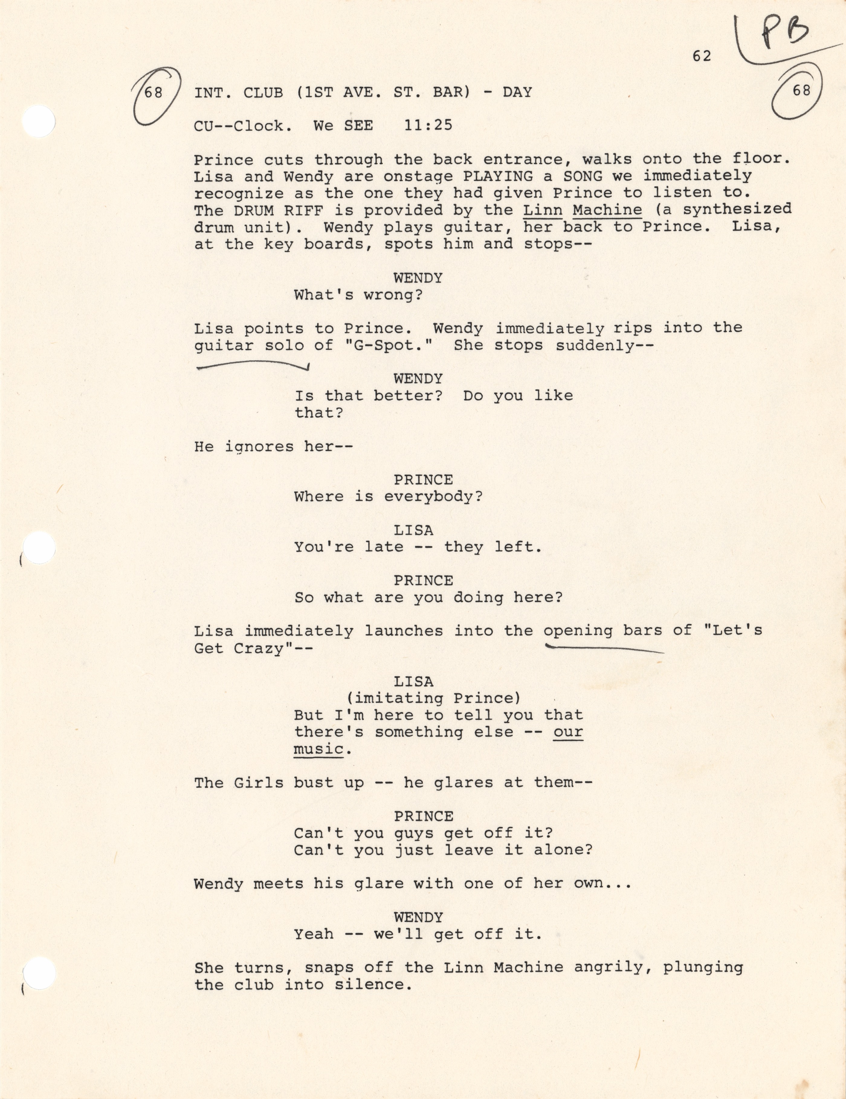 Prince Purple Rain First Draft Script with Original Shooting Schedule