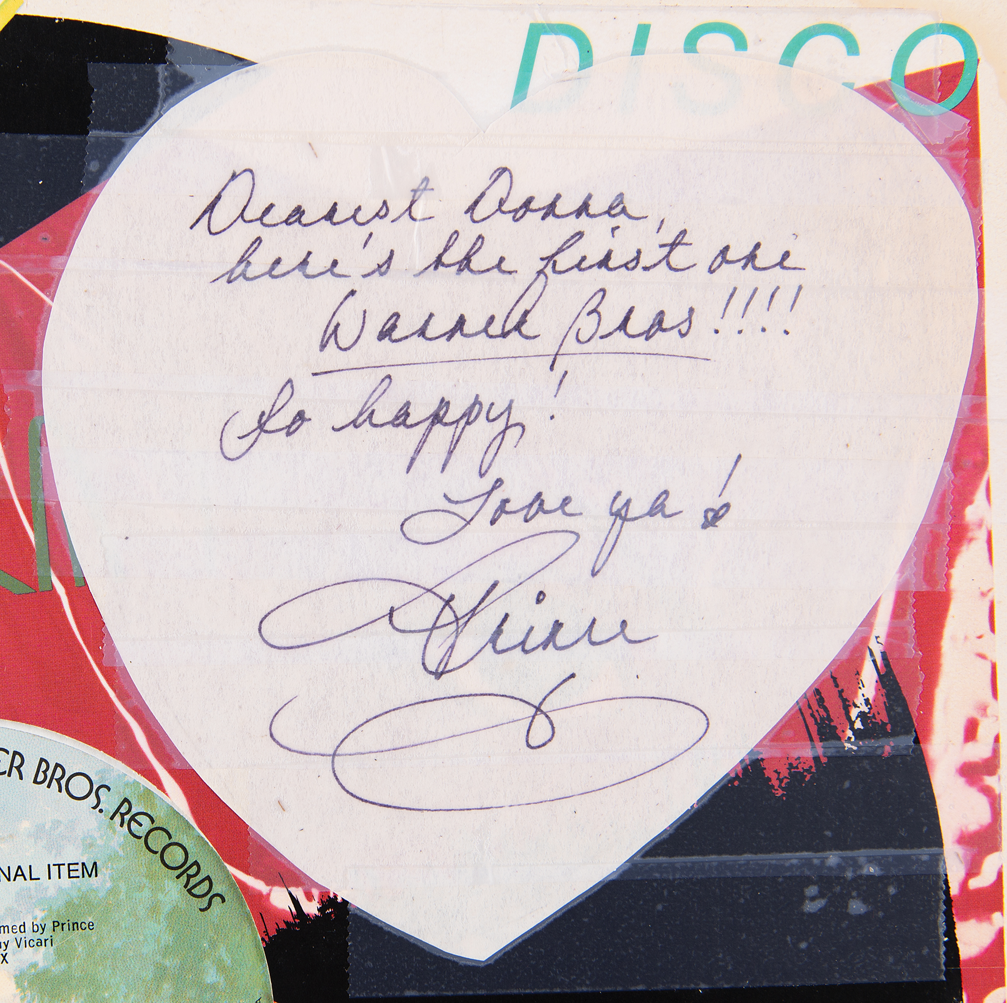 Prince Autograph Note Signed on 'Soft and Wet' Promotional