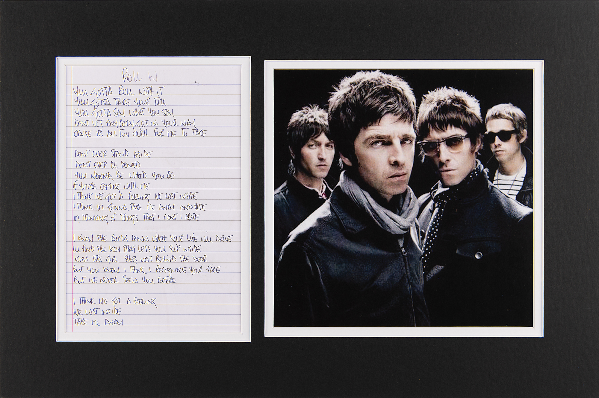 Oasis: Noel Gallagher Handwritten Song Lyrics for 'Roll with