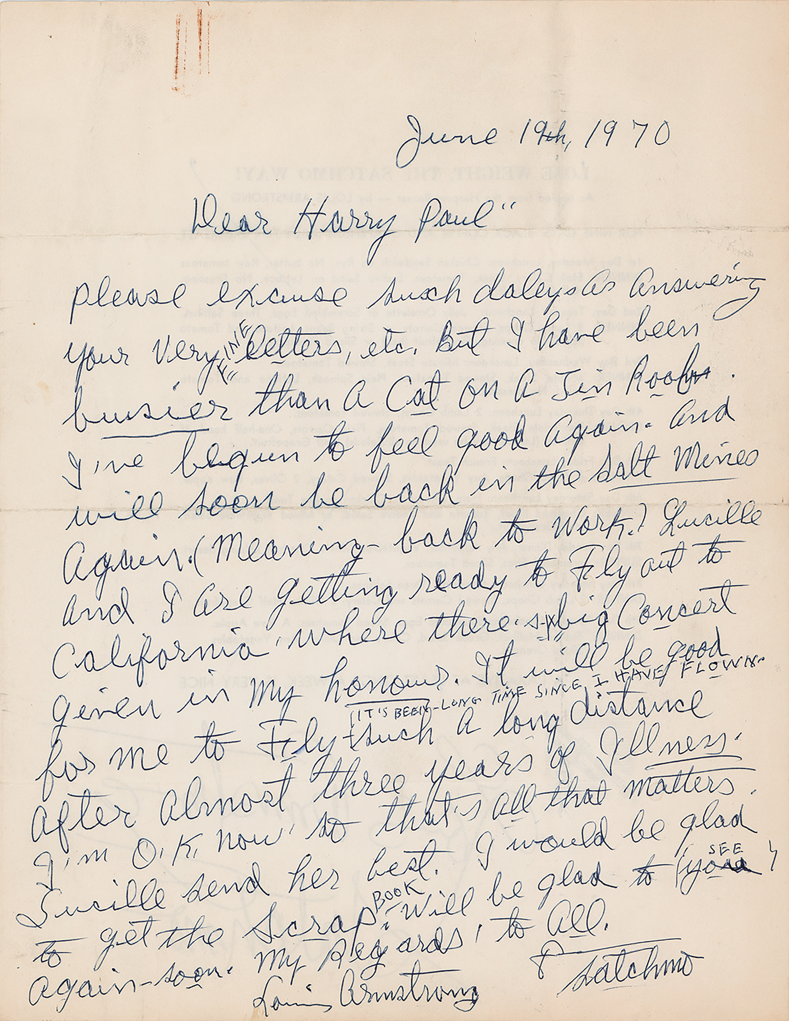 Louis Armstrong Autograph Letter Signed | RR Auction