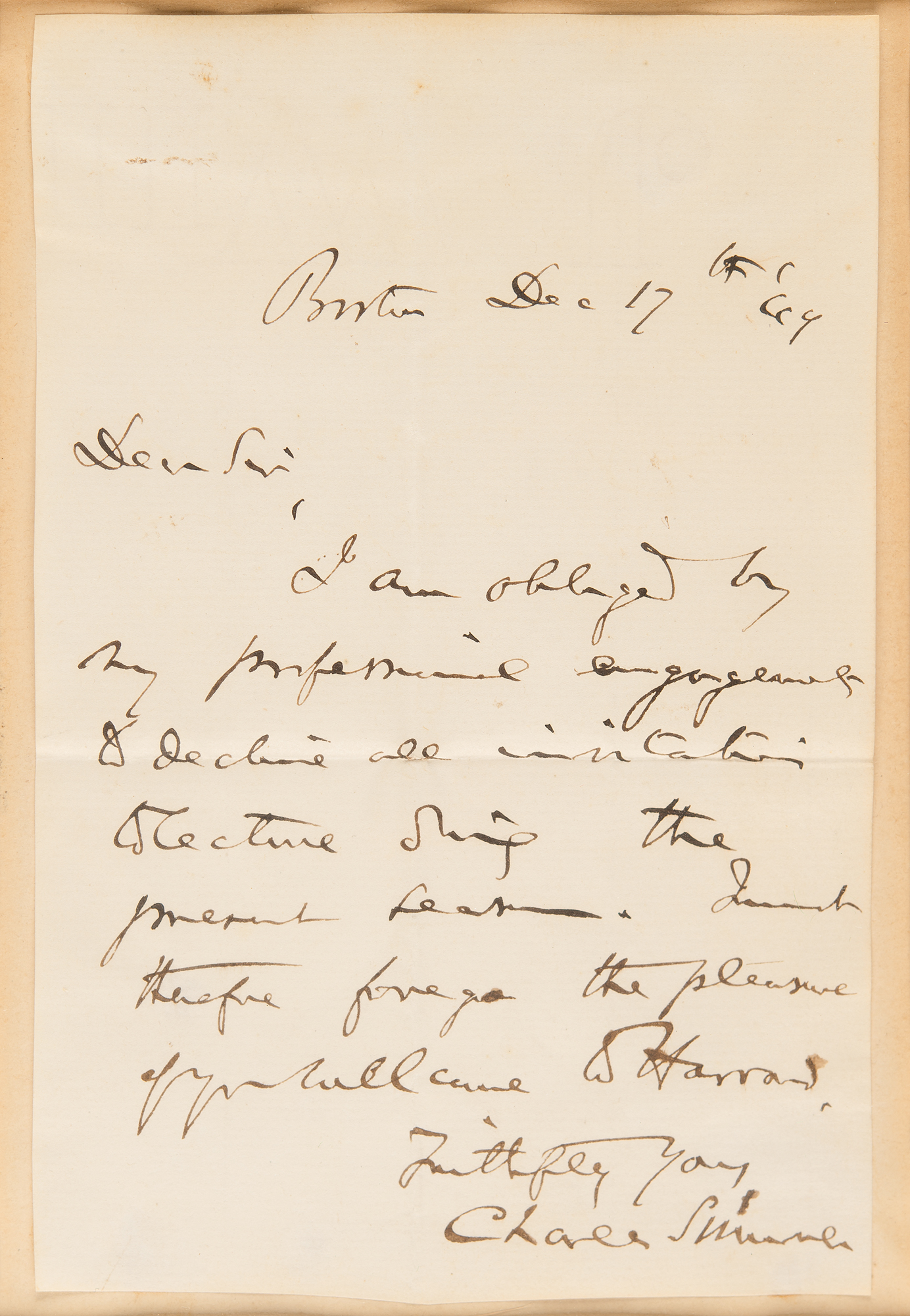 Charles Sumner Civil War-Dated Autograph Letter Signed | RR Auction