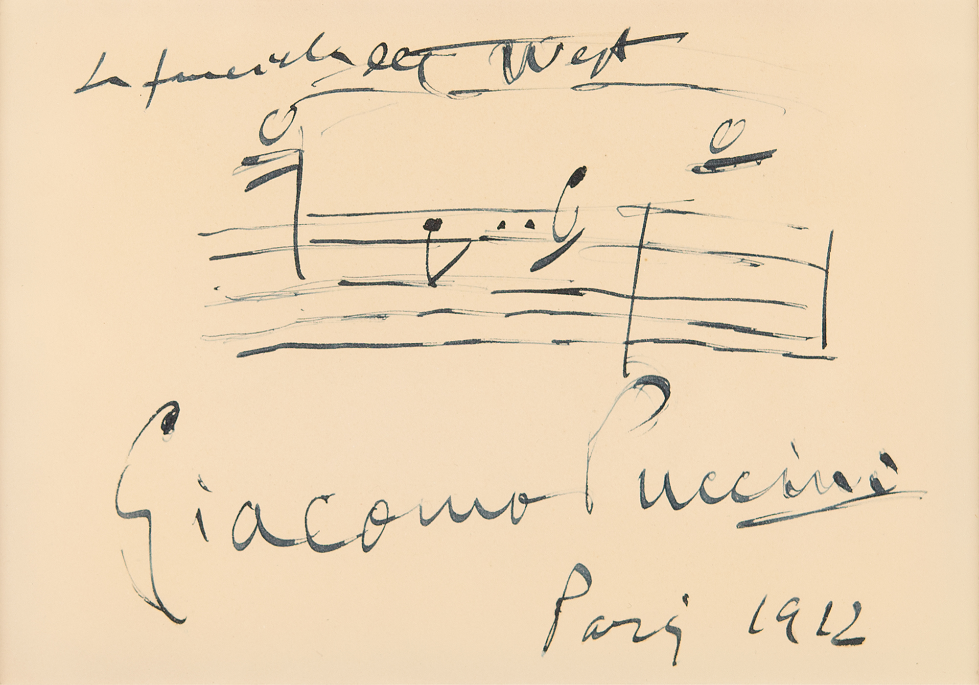 Giacomo Puccini Autograph Musical Quotation Signed for 'La