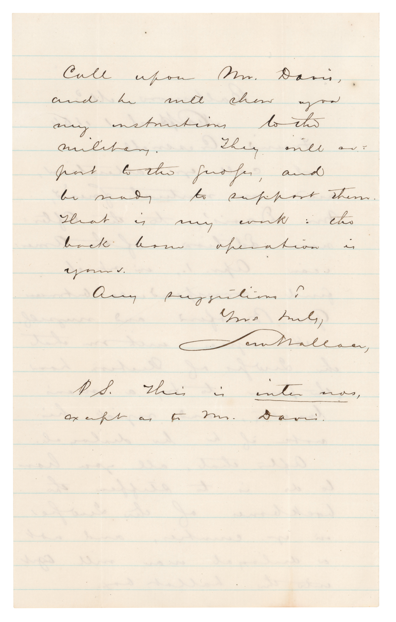 Lew Wallace War-Dated Autograph Letter Signed: "Stiffen the