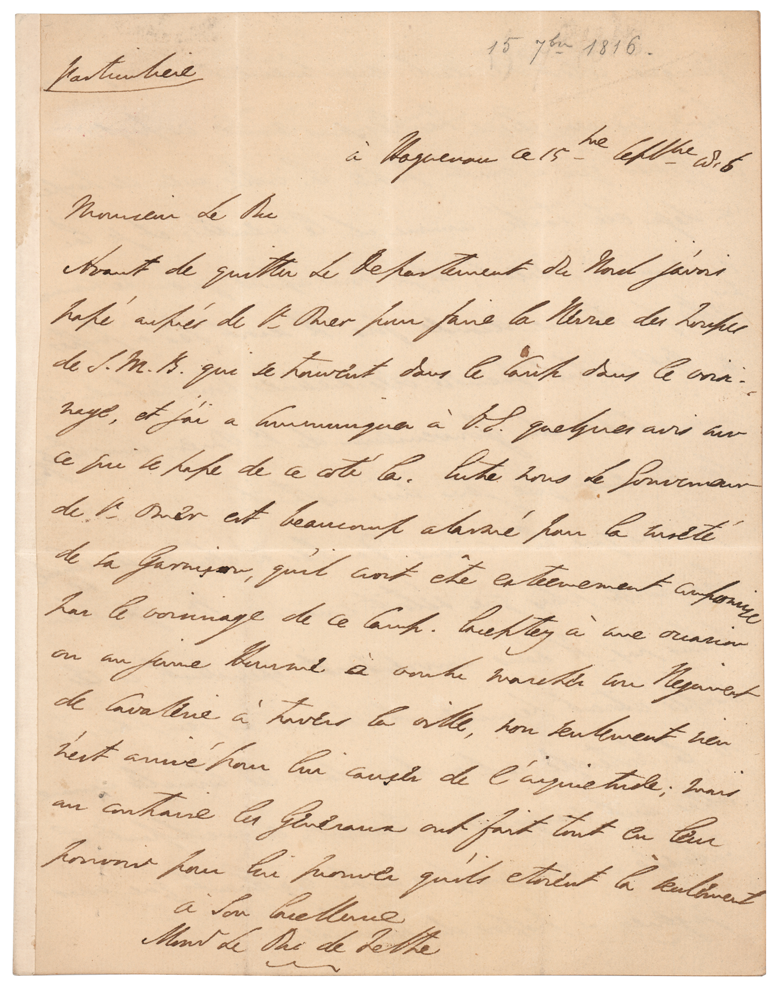 Duke of Wellington Autograph Letter Signed on Territorial Disputes
