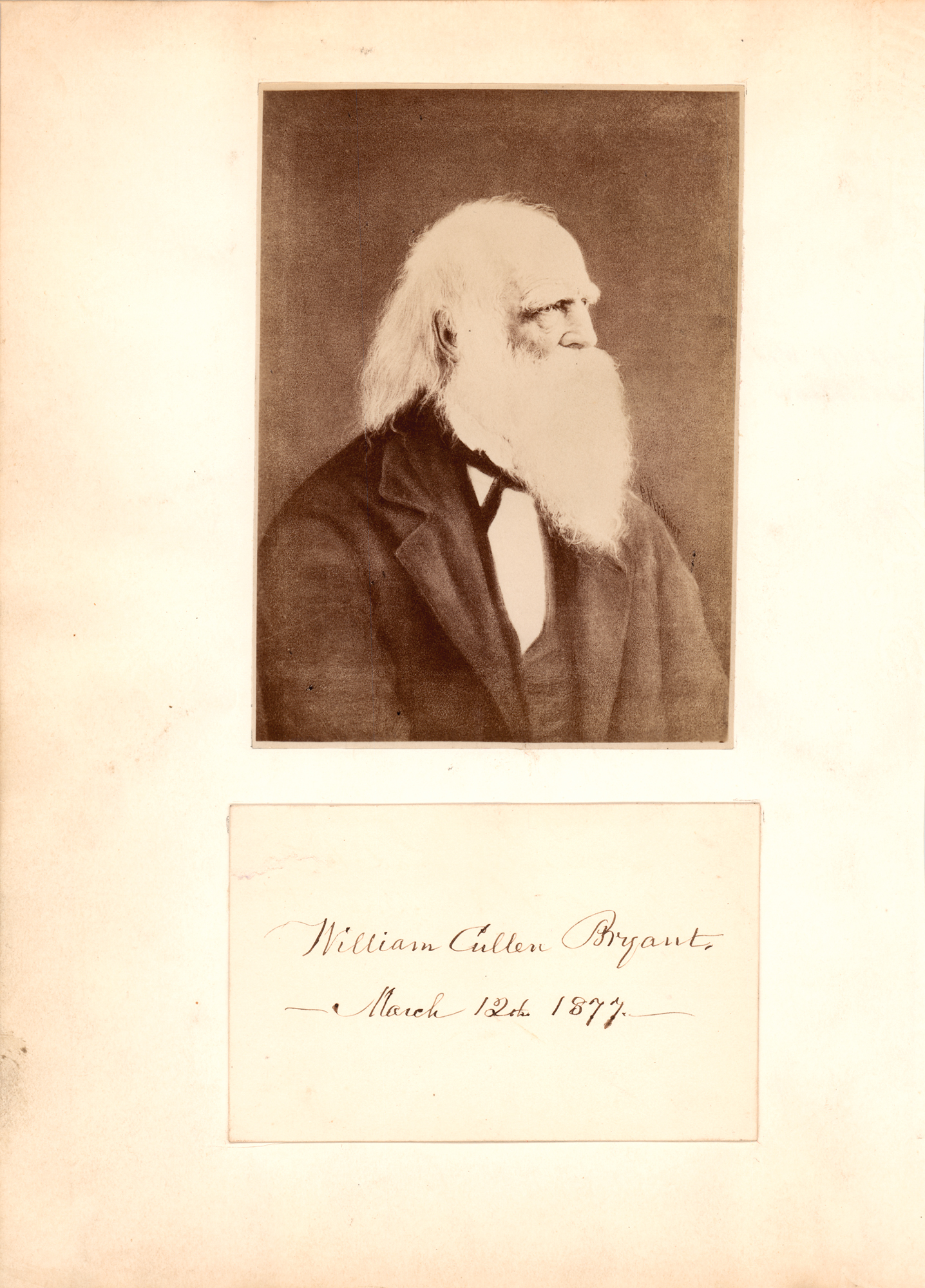 Henry Wadsworth Longfellow Handwritten Stanza from His 1844 Poem