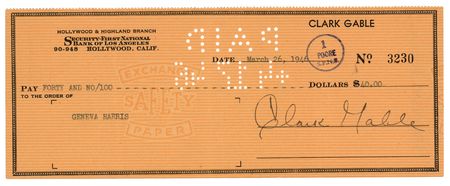 Clark Gable Signed Check | RR Auction