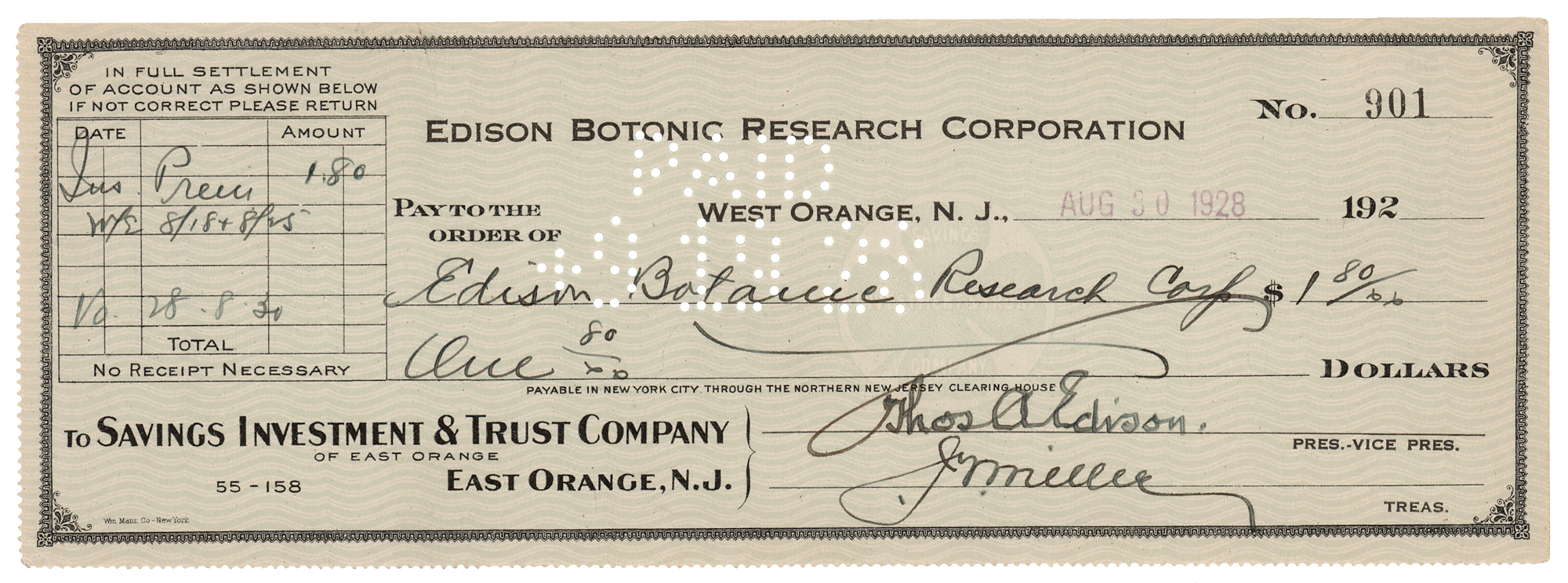 Thomas Edison Signed Check | RR Auction