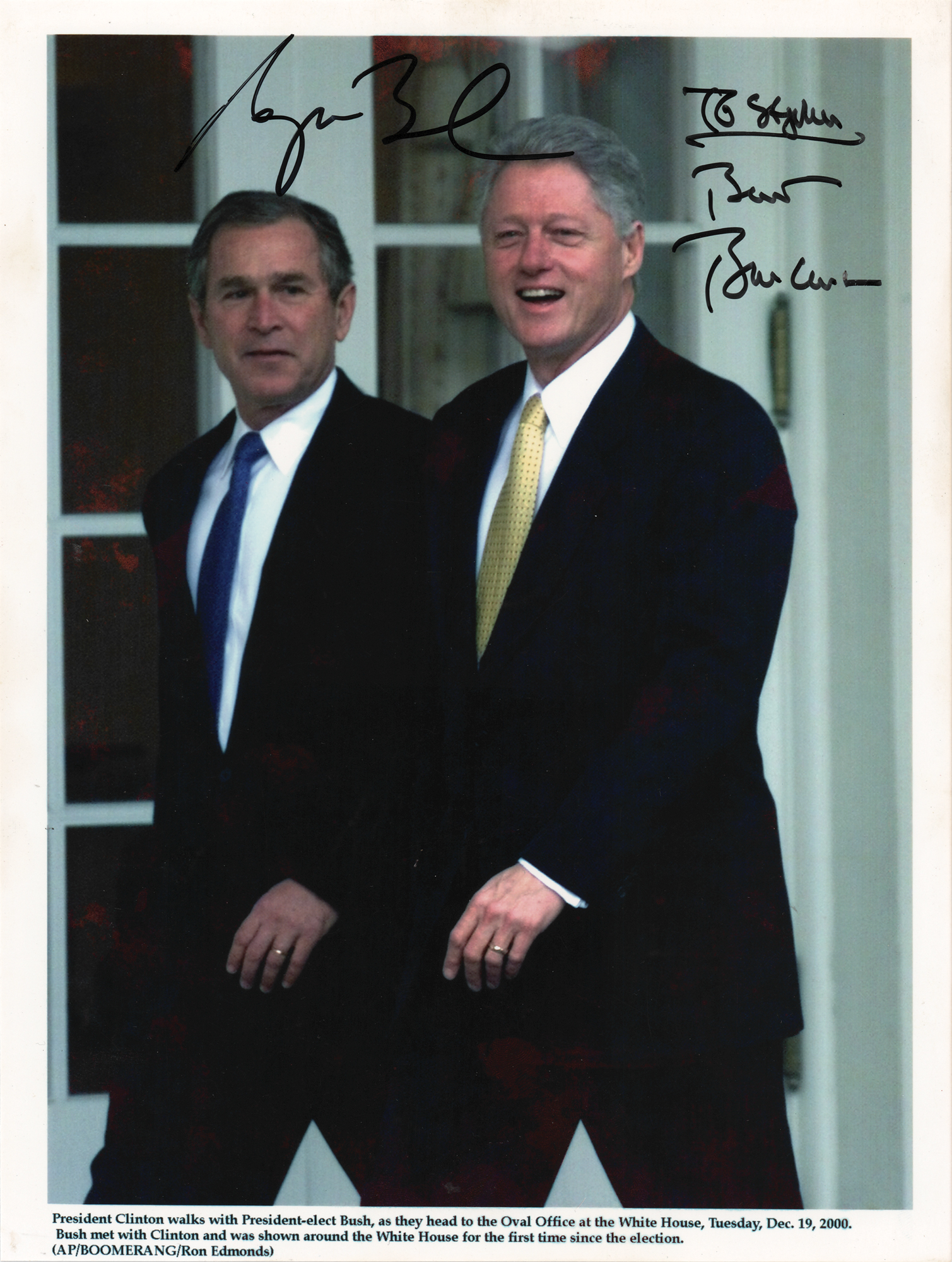 Bill Clinton and George W. Bush Signed Photograph | RR Auction