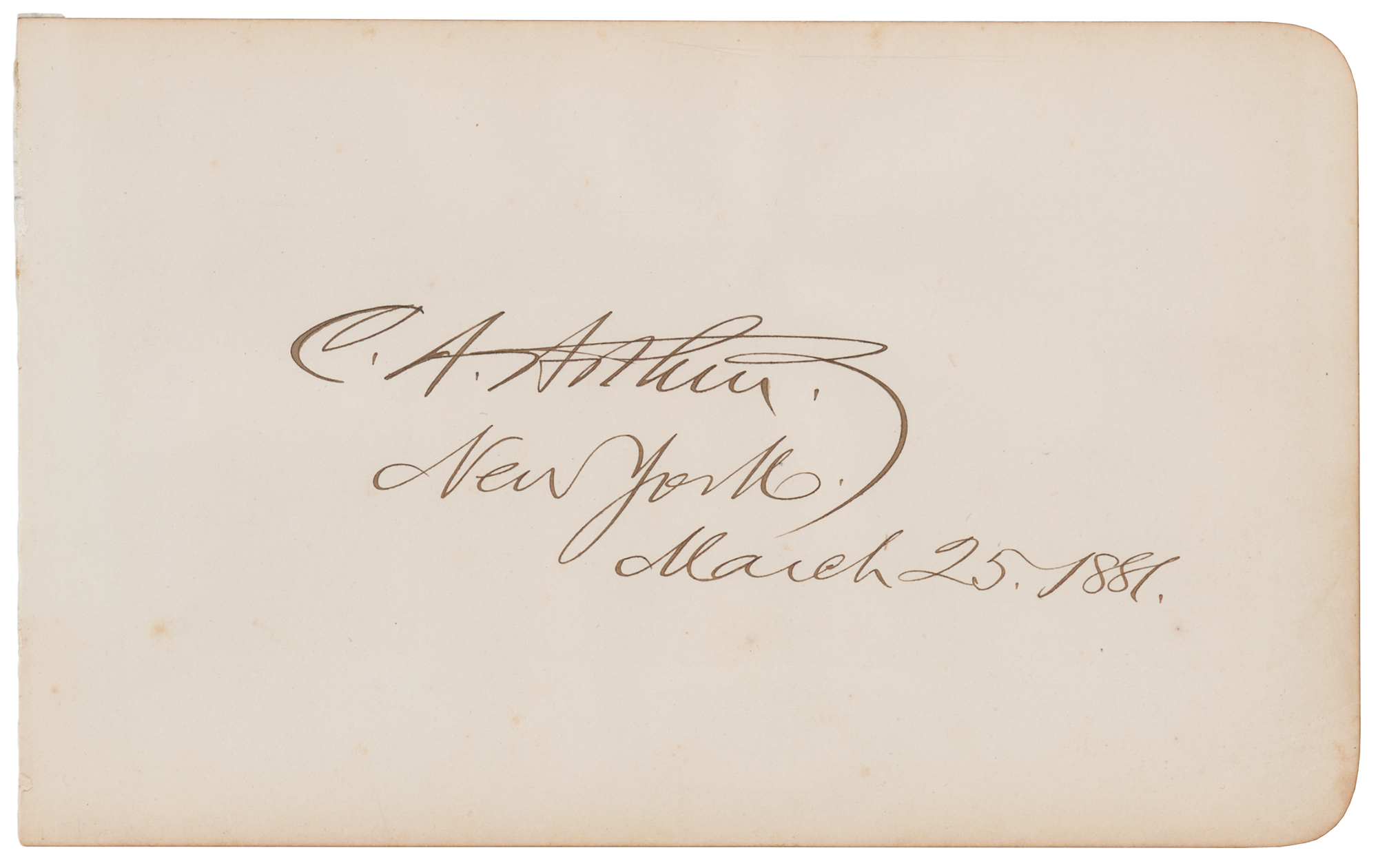 Chester A. Arthur Signature as Vice President | RR Auction