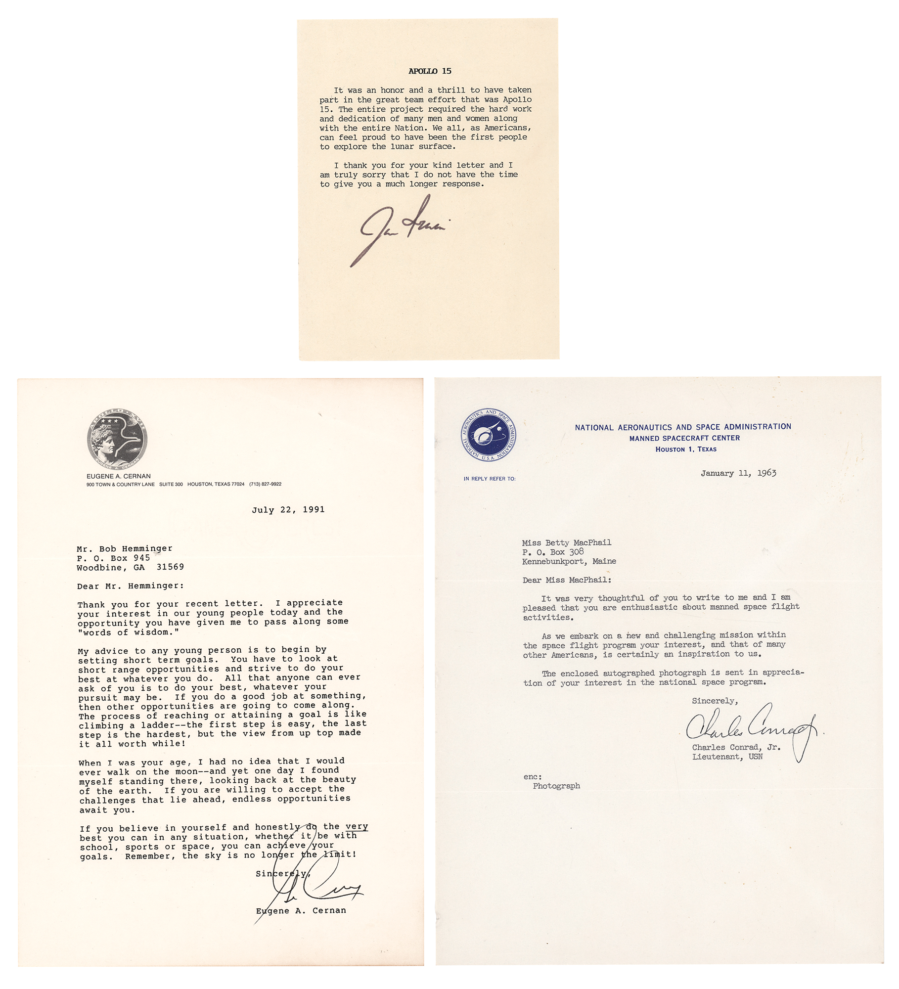 Moonwalkers: Charles Conrad, Gene Cernan, and Jim Irwin (3) Typed