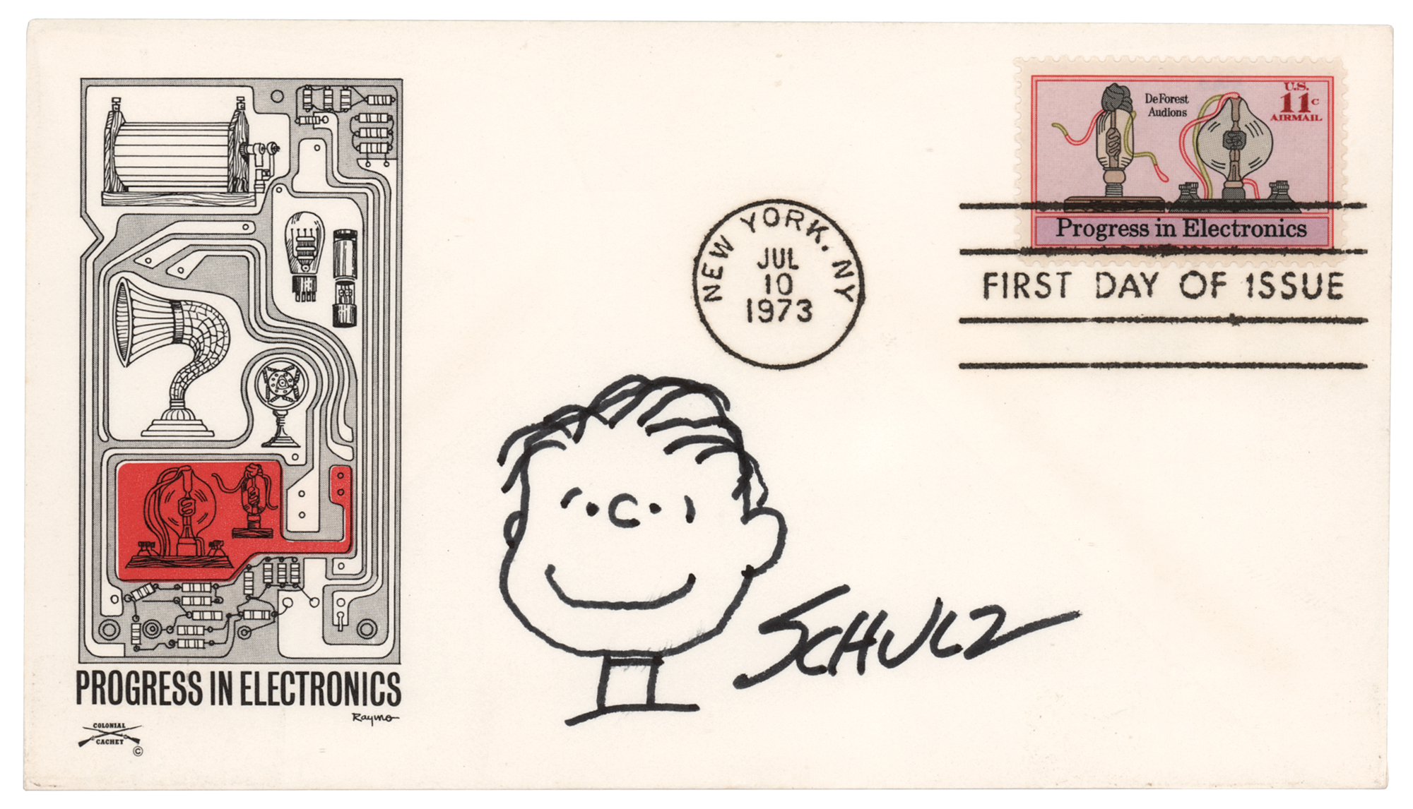 Charles Schulz Signed Linus Sketch on a First Day Cover | RR Auction